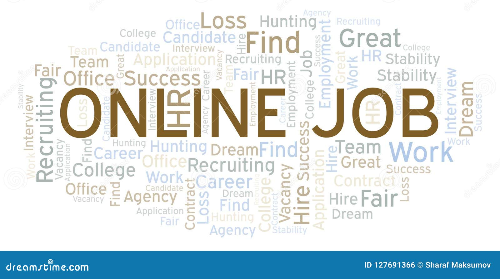Online Job word cloud. stock illustration. Illustration of word - 127691366