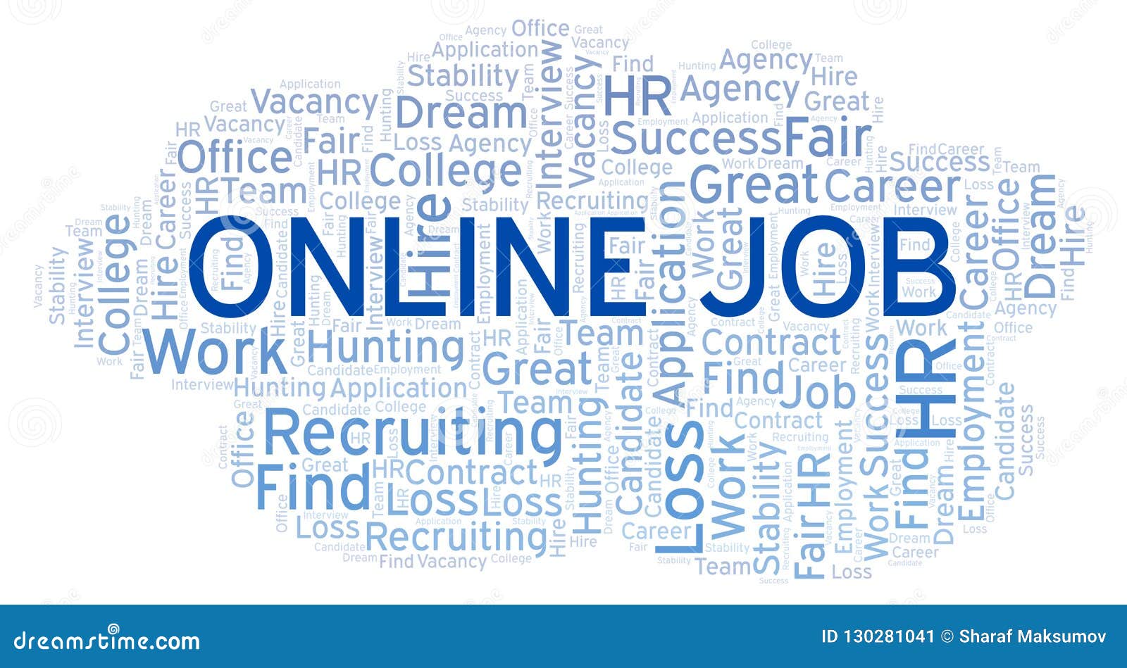 Online Job word cloud. stock illustration. Illustration of rendering ...