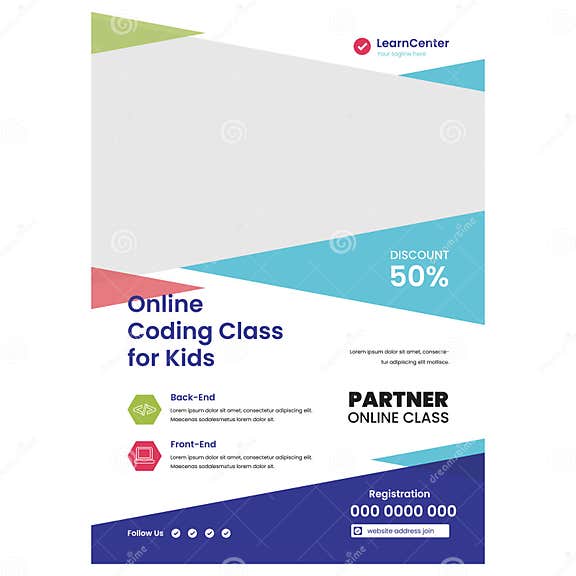 Online Kids Coding Class Flyer Stock Illustration - Illustration of ...