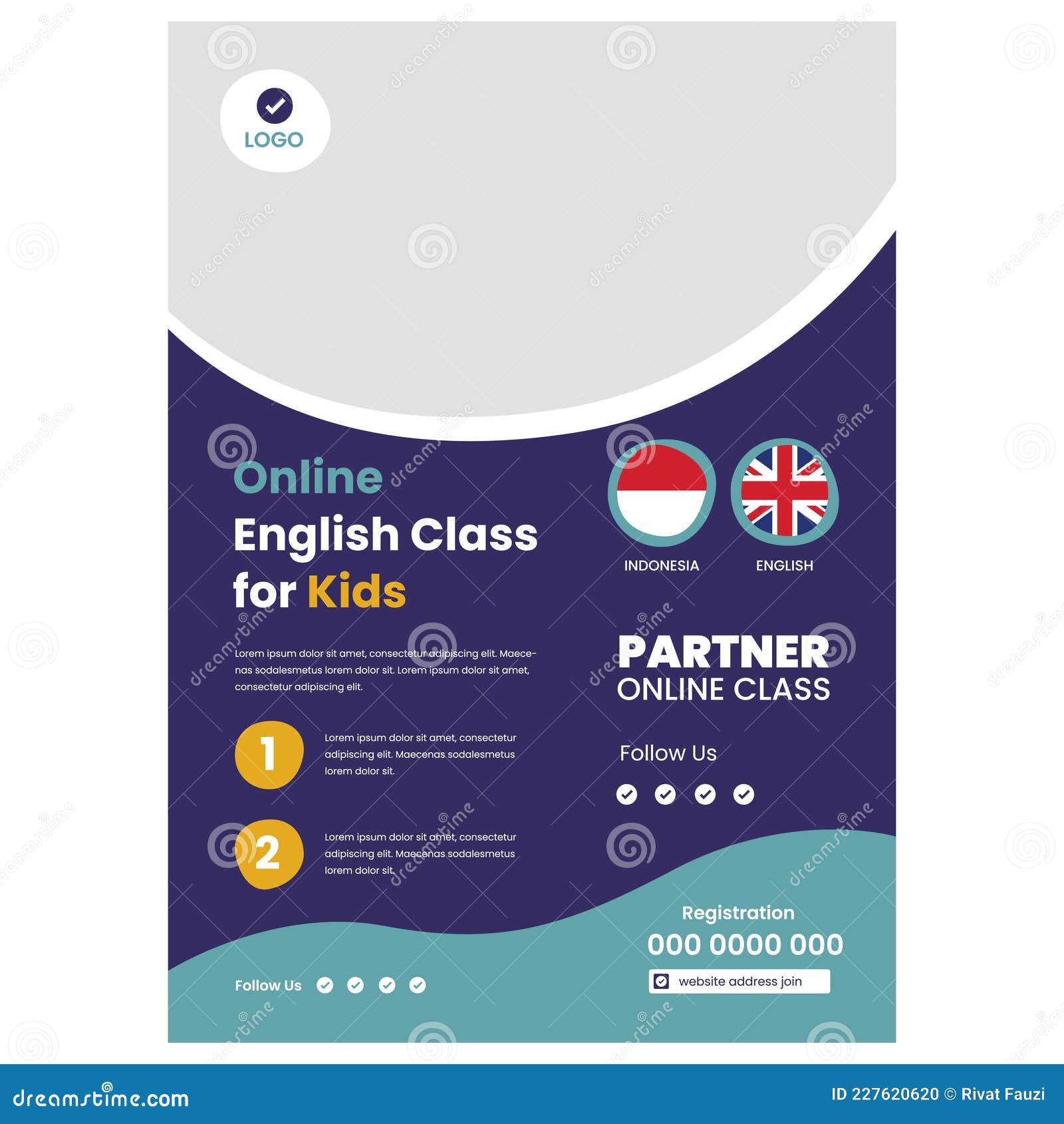 Online Language Class for Kids Flyer Stock Illustration - Illustration ...