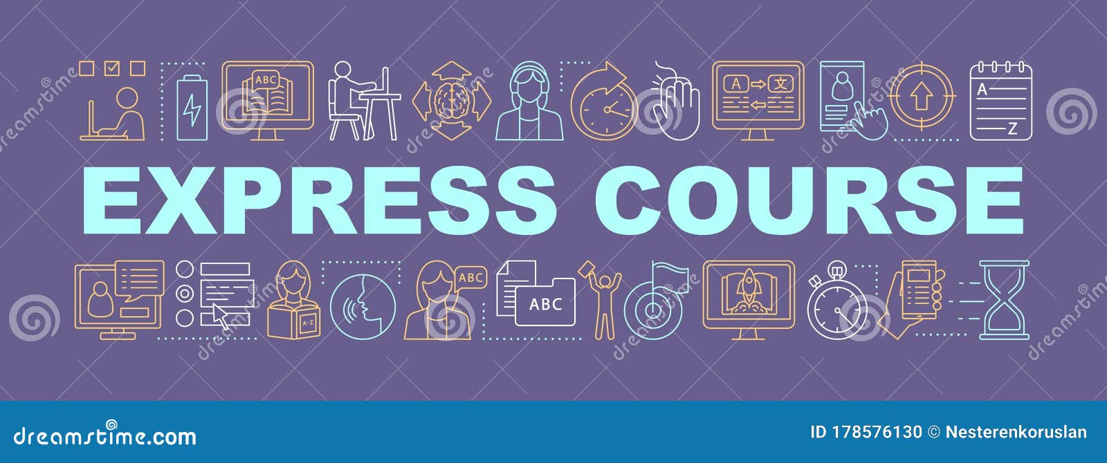 Online Language Course Word Concept Banner Stock Vector - Illustration ...