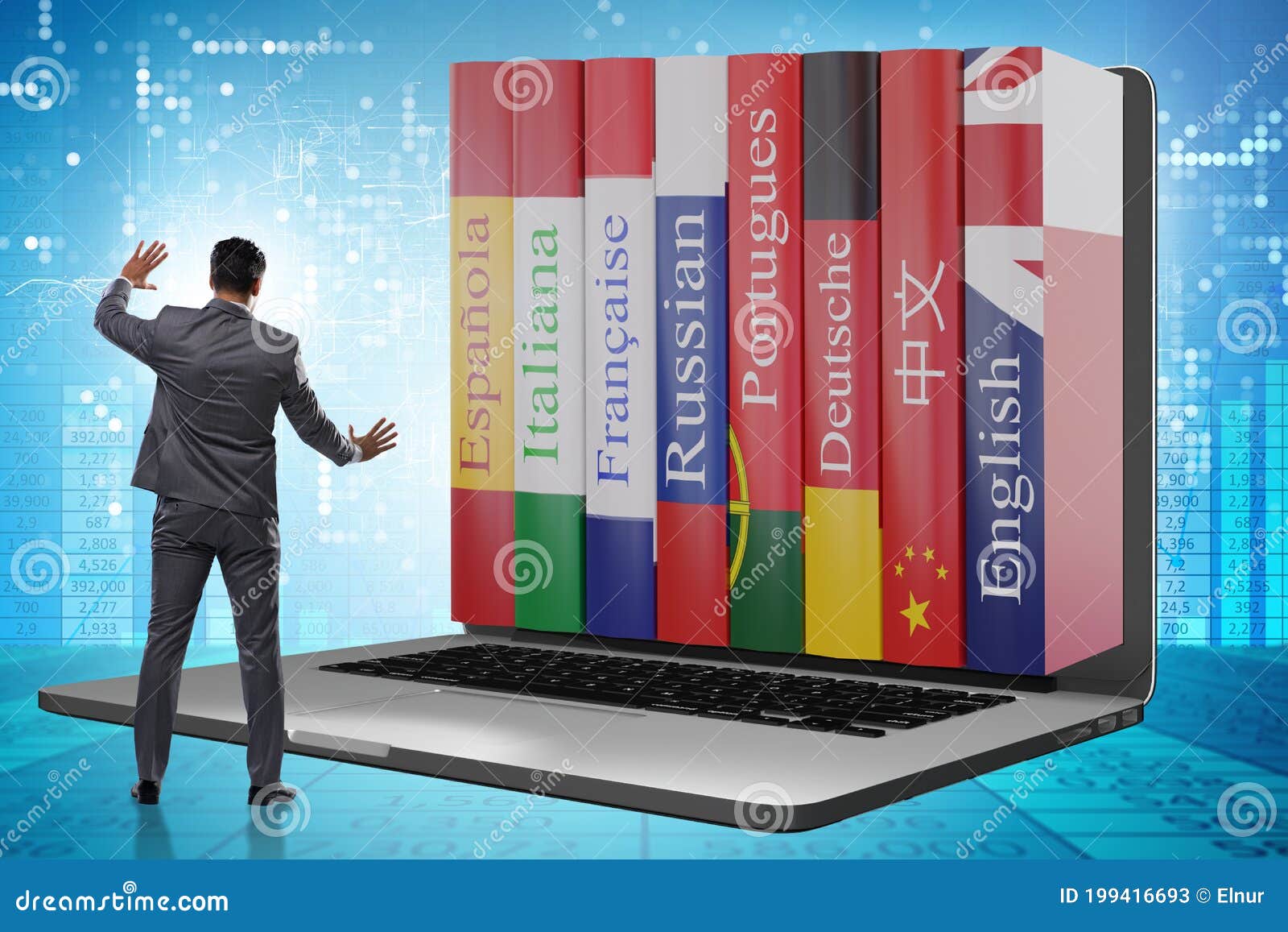 Online Language Learning with Businessman Stock Image - Image of online ...