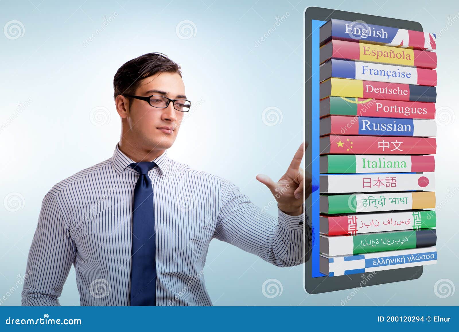 Online Language Learning with Businessman Stock Photo - Image of ...