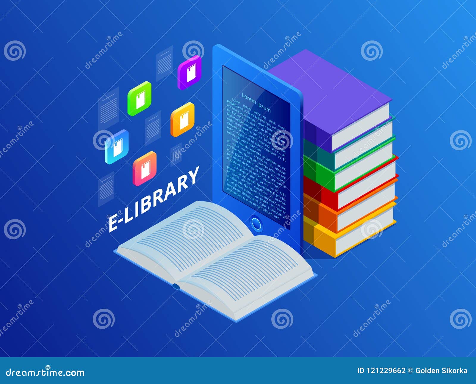 Online Learn or E-book Library . Laptop Computer with Library Books ...