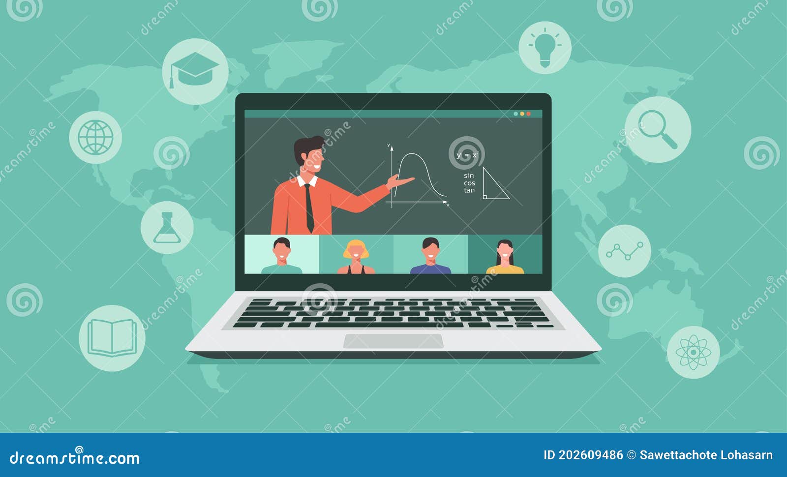 People Learning Online Together with Teleconference, Video Conference ...