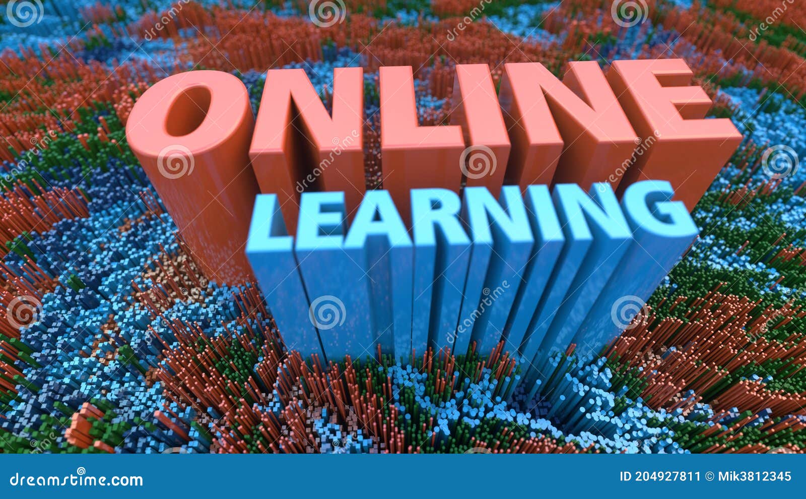 E-learning With Background; Online Education Lettering Cartoon Vector ...