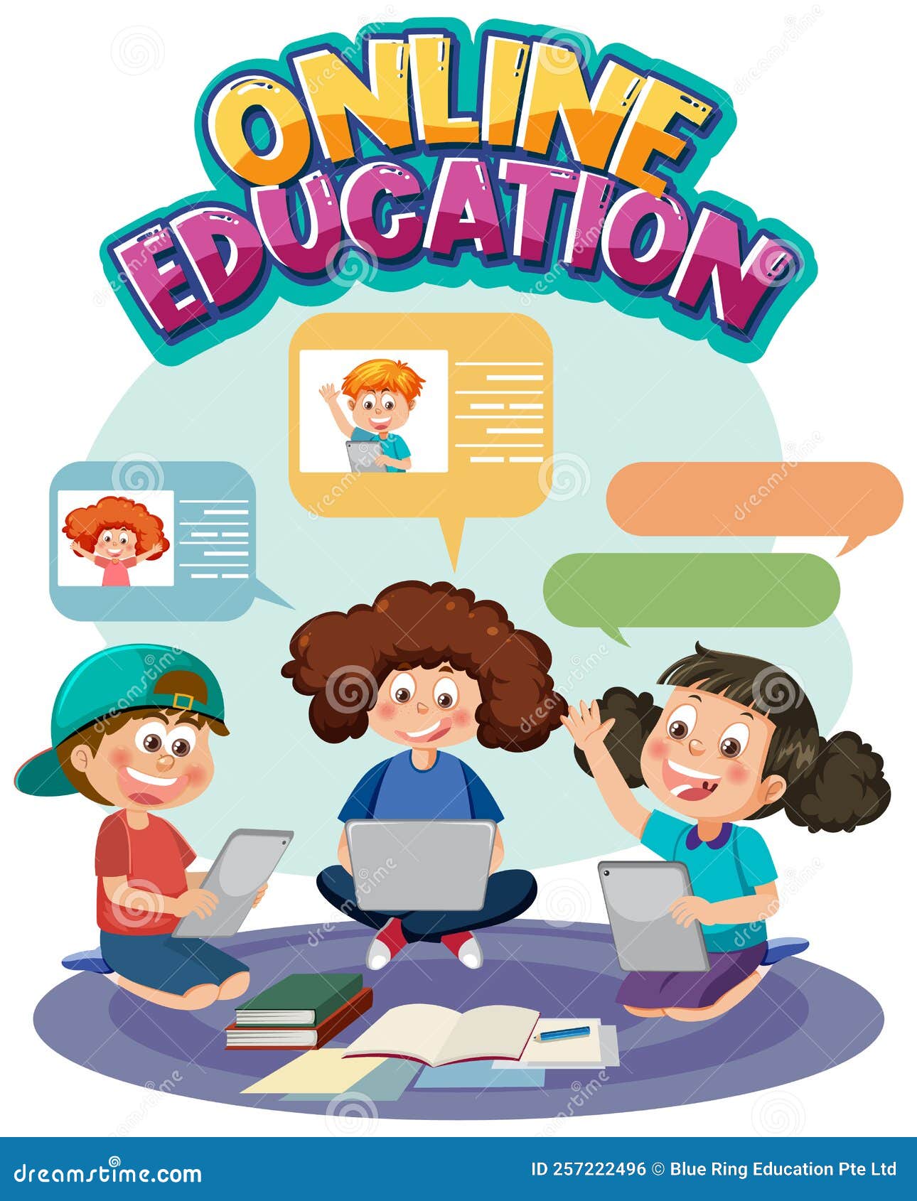 Online Learning with Cartoon Character Stock Vector - Illustration of ...