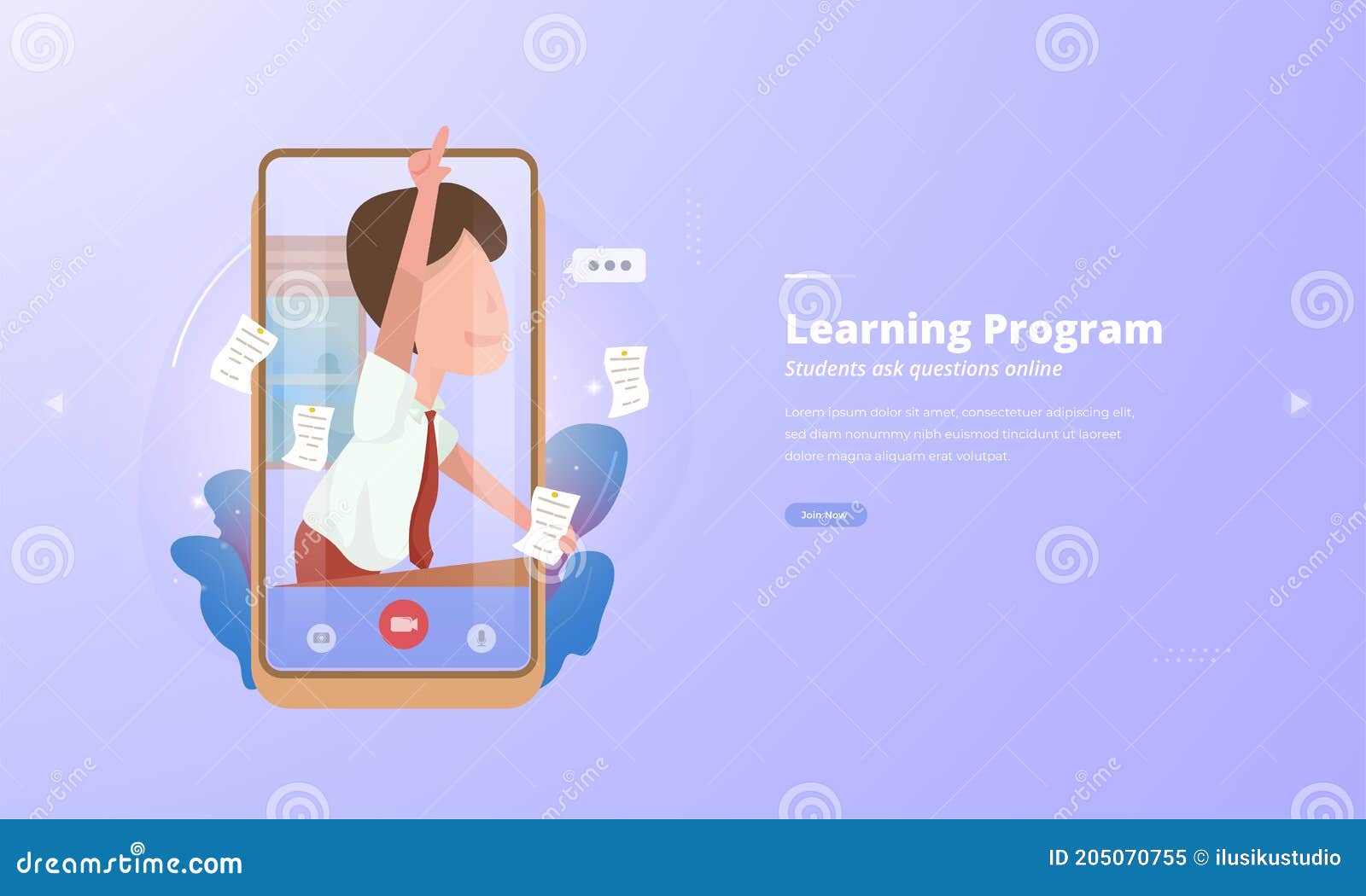 Students Ask Questions Online Illustration for E-learning Concept Stock ...