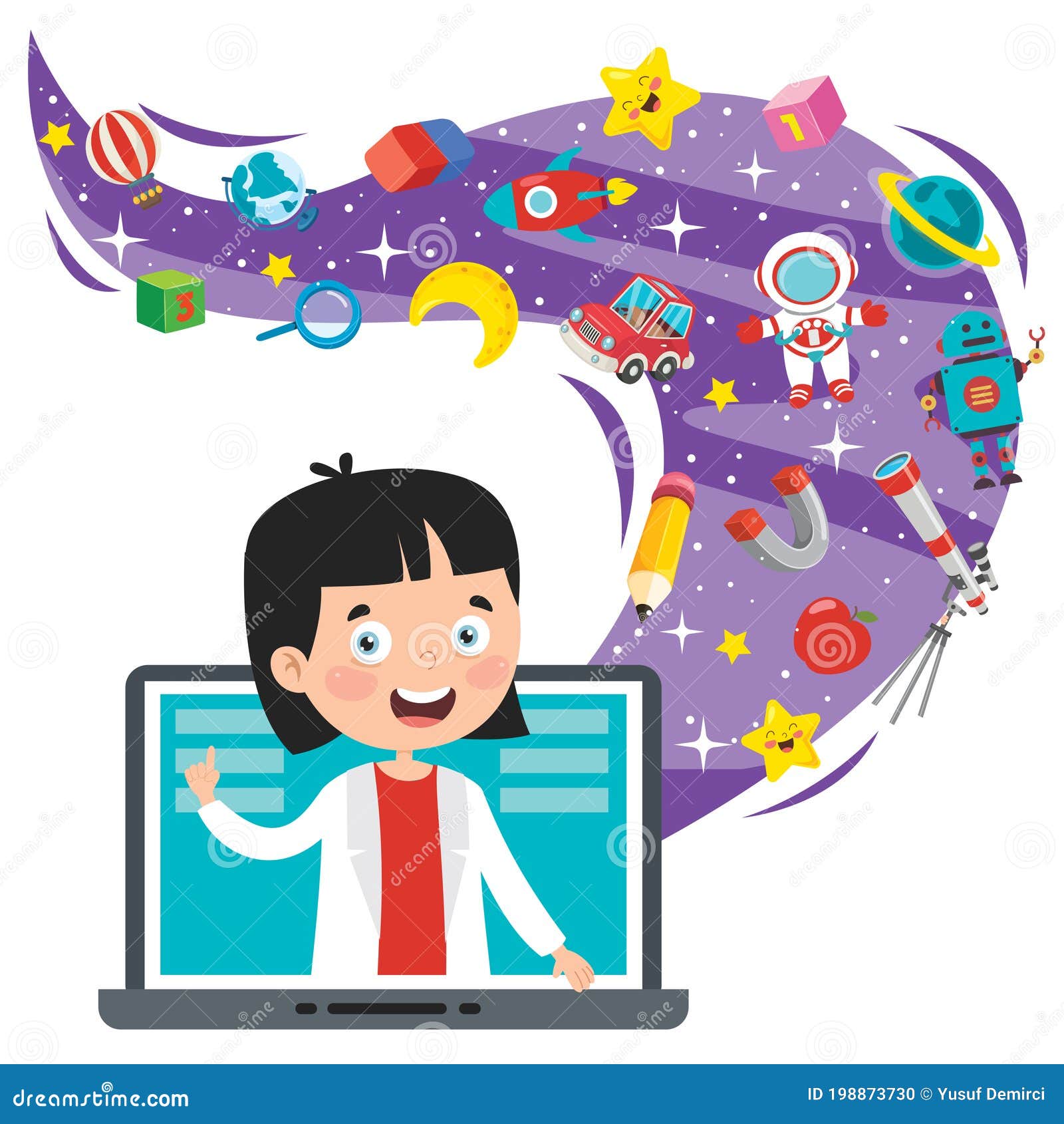 Online Learning Concept with Cartoon Character Stock Vector ...