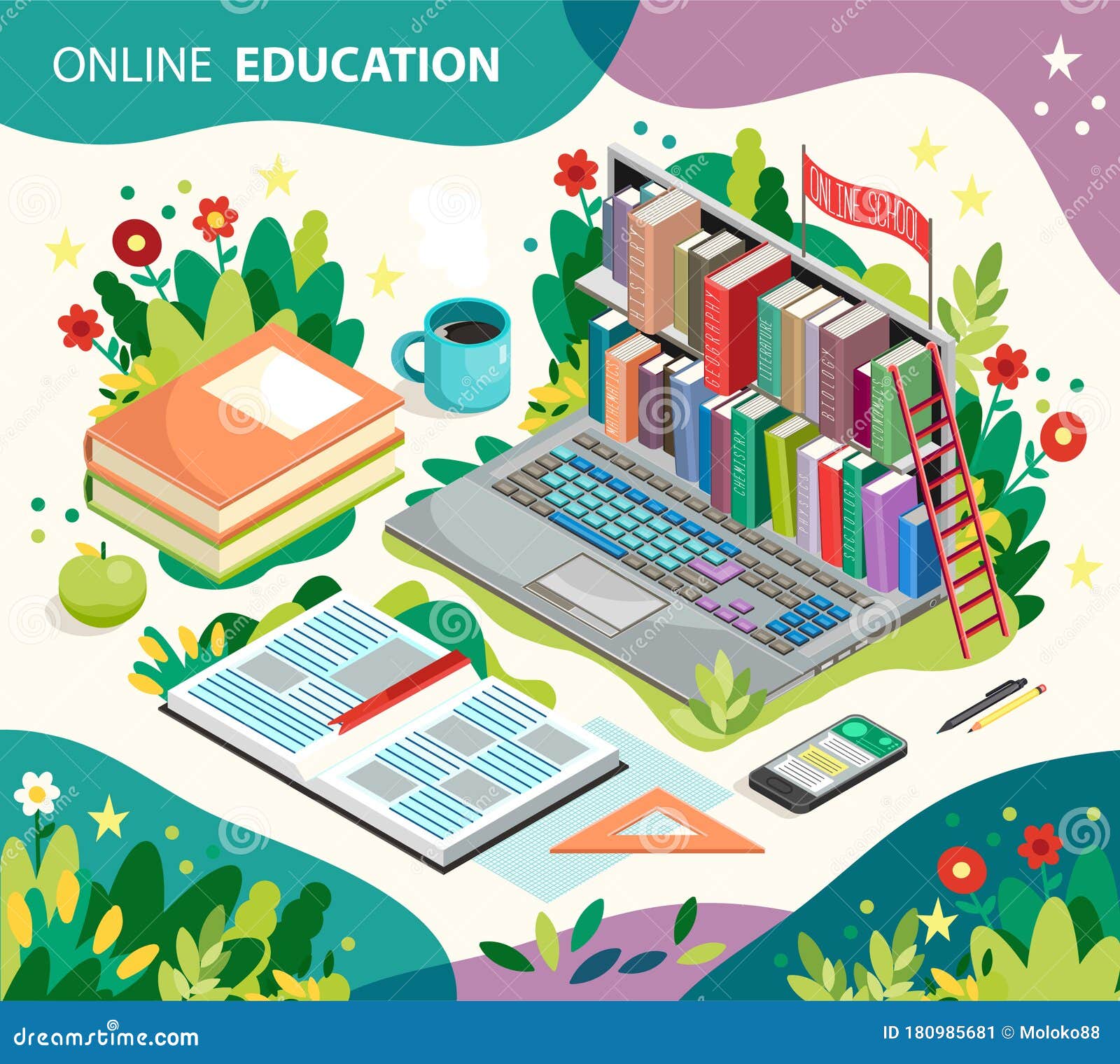 Online Learning Concept. Online Education with Laptop. Distance ...