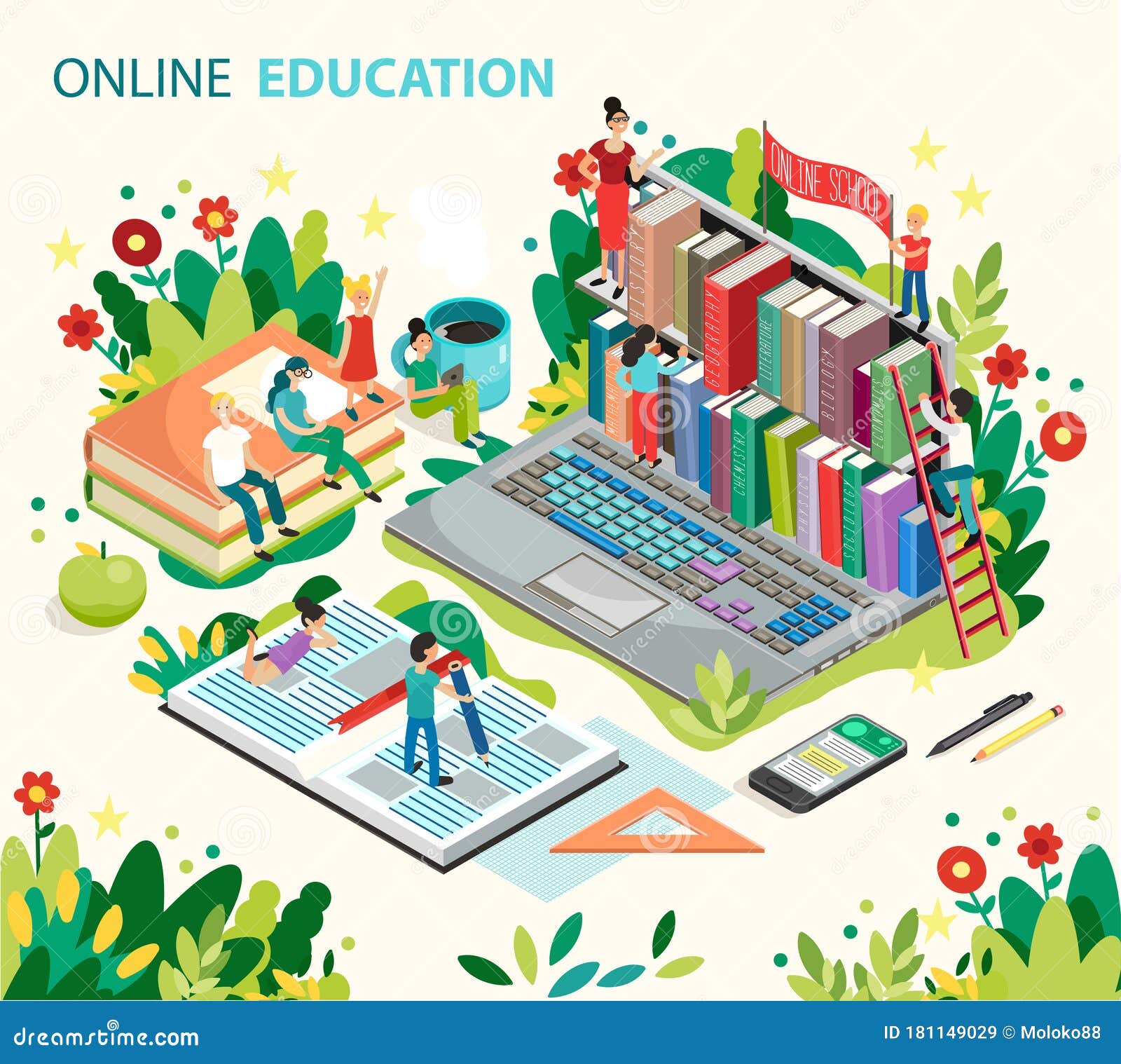 Online Learning Concept. Online Education with Laptop. Distance ...