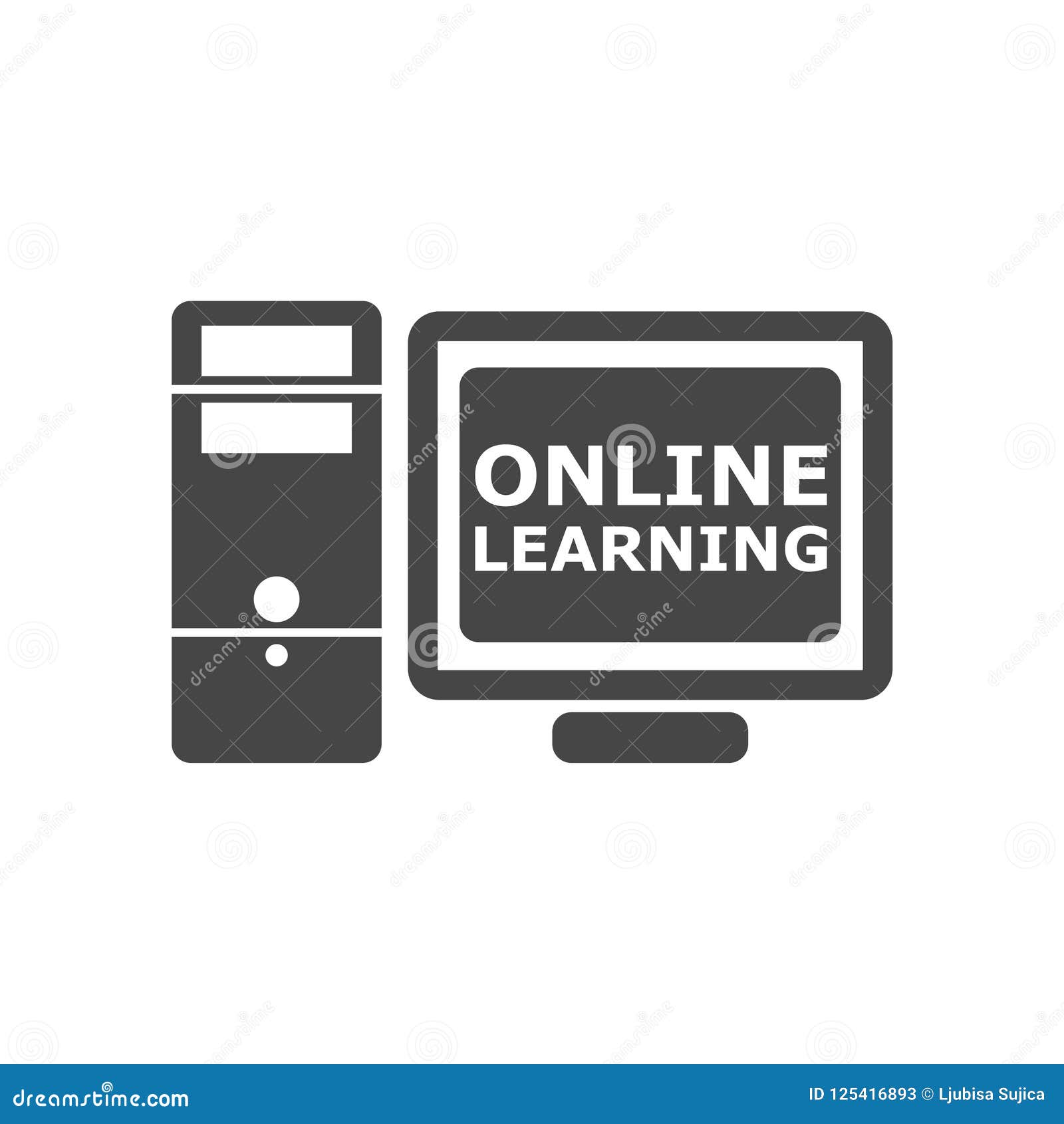 Online Learning Concept, Simple Vector Icon Stock Illustration ...