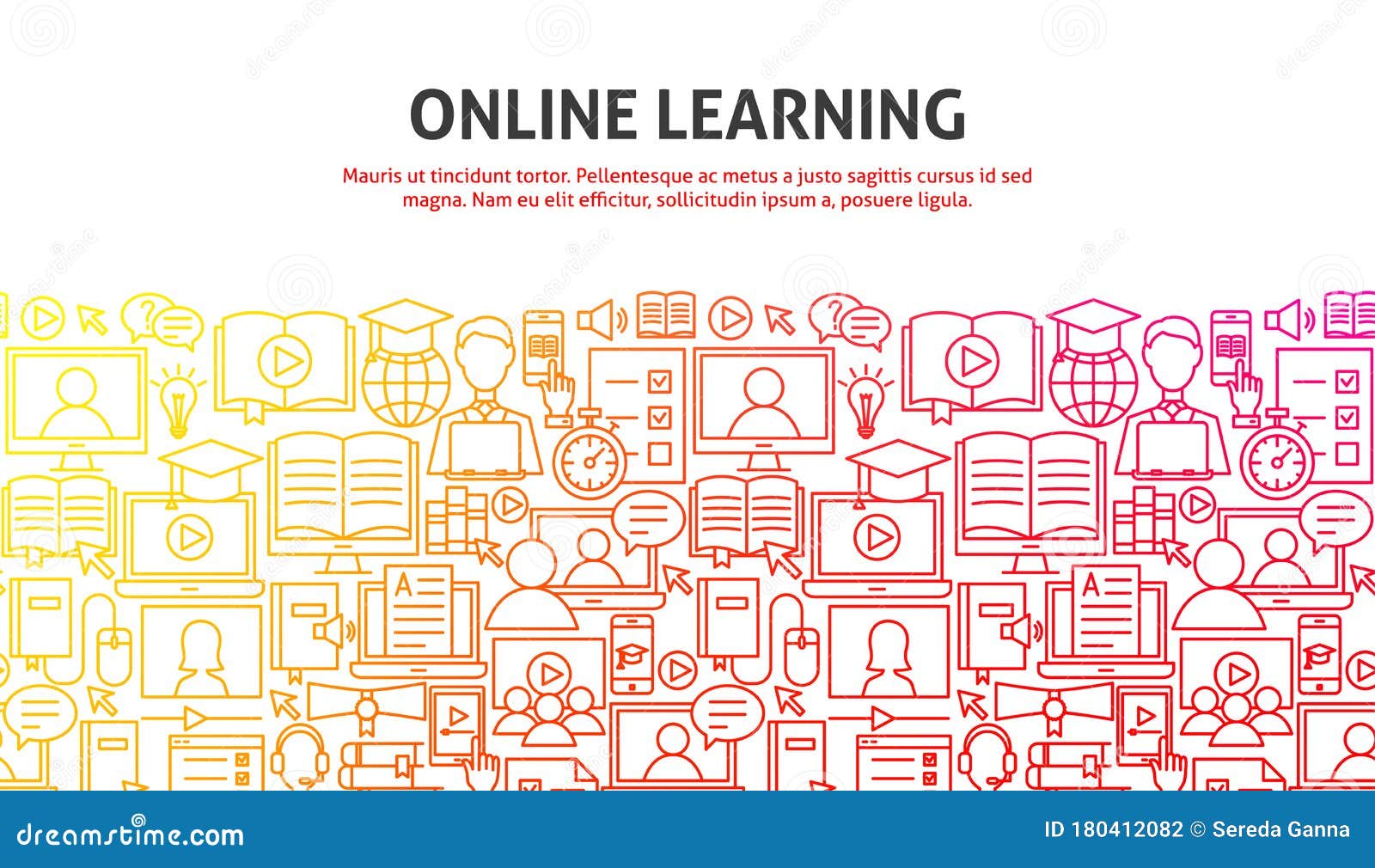 Online Learning Concept stock vector. Illustration of school - 180412082