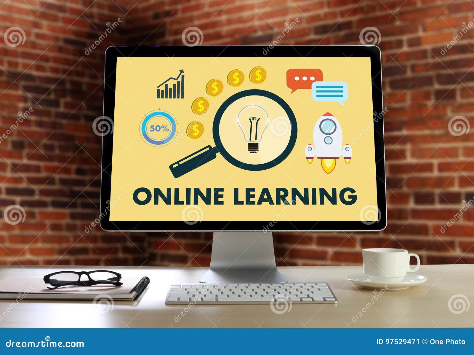 ONLINE LEARNING Connectivity Technology Coaching Online Skills T Stock ...