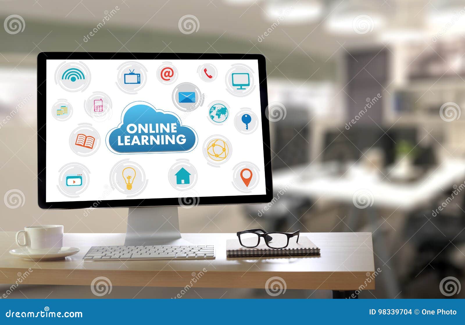 ONLINE LEARNING Connectivity Technology Coaching Online Skills T Stock ...