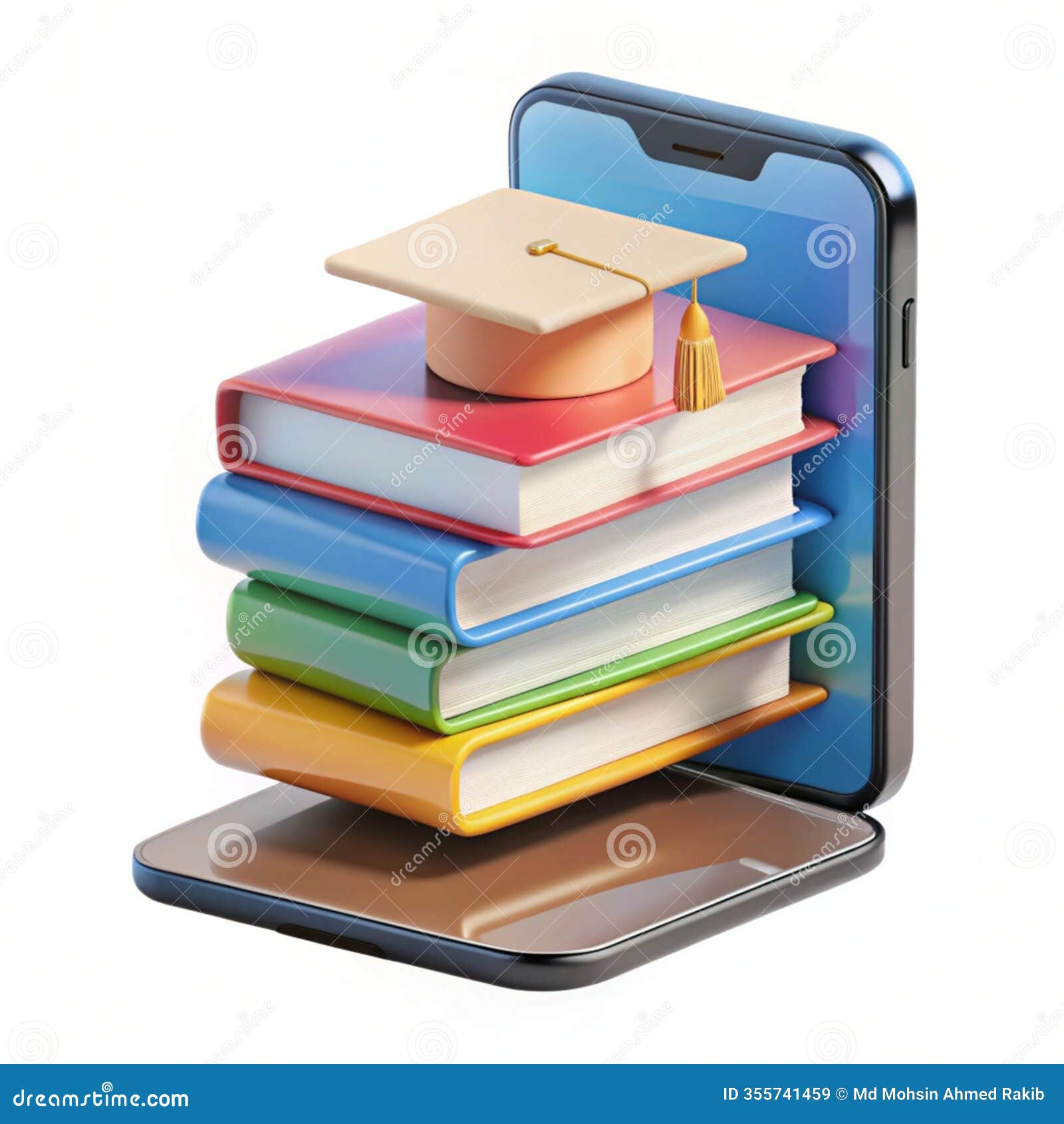 Online Learning Course App 3D Illustration Isolated on White Background ...