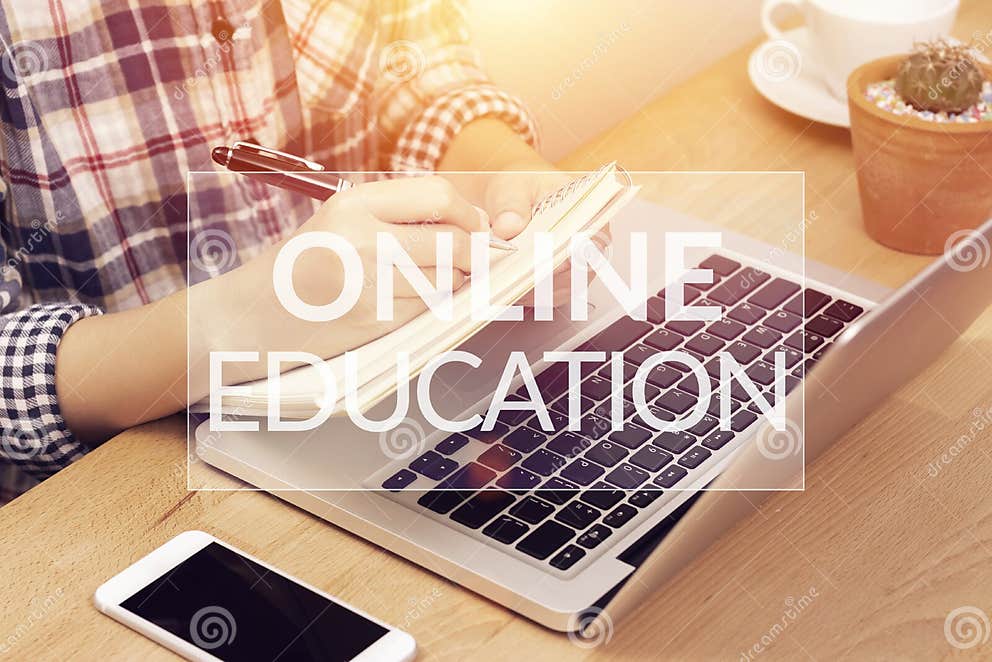 Online Learning Course Concept. Student Using Computer Laptop for ...