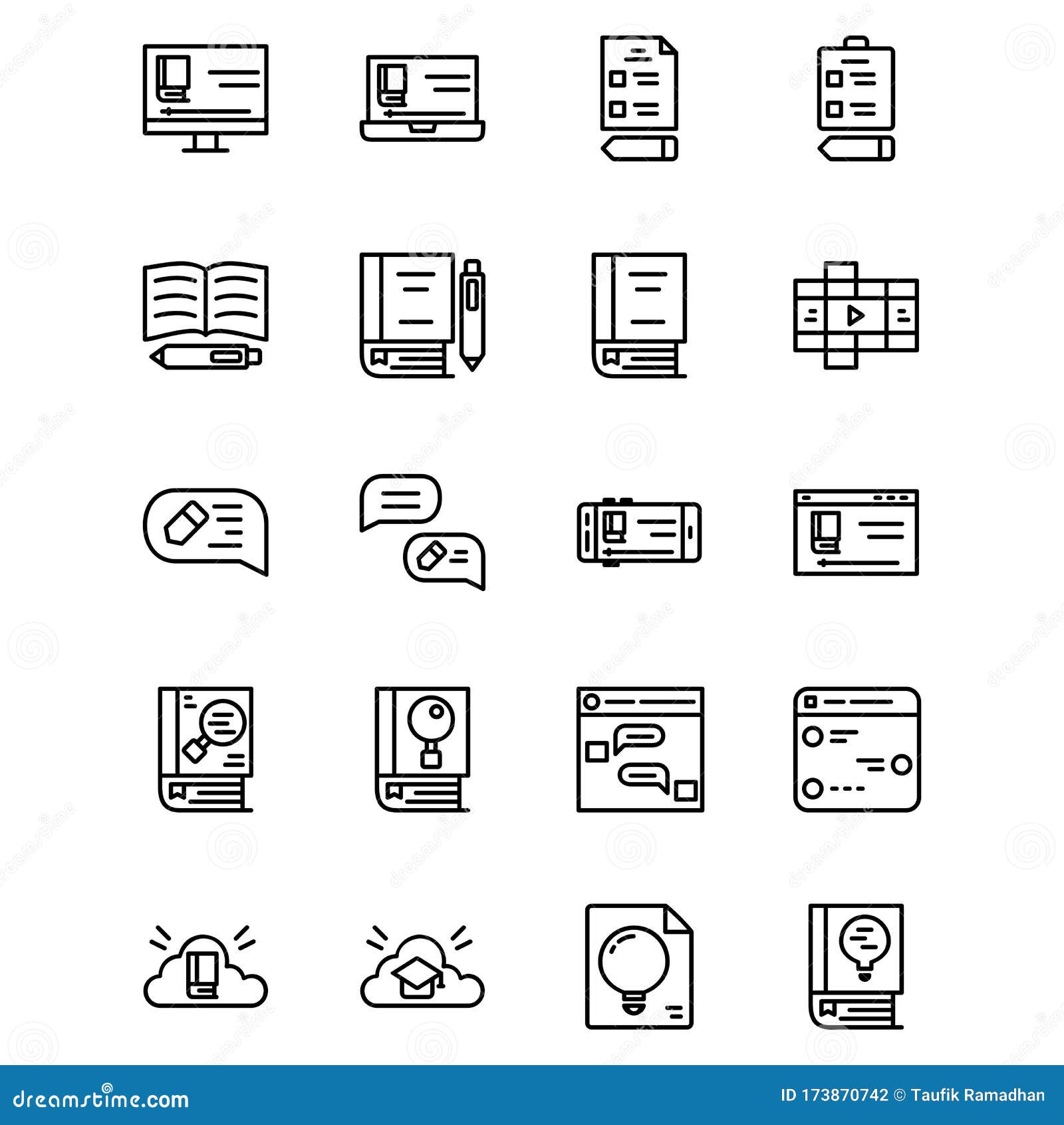 Online Learning and Course Icon Set Design Part 1. Perfect for ...