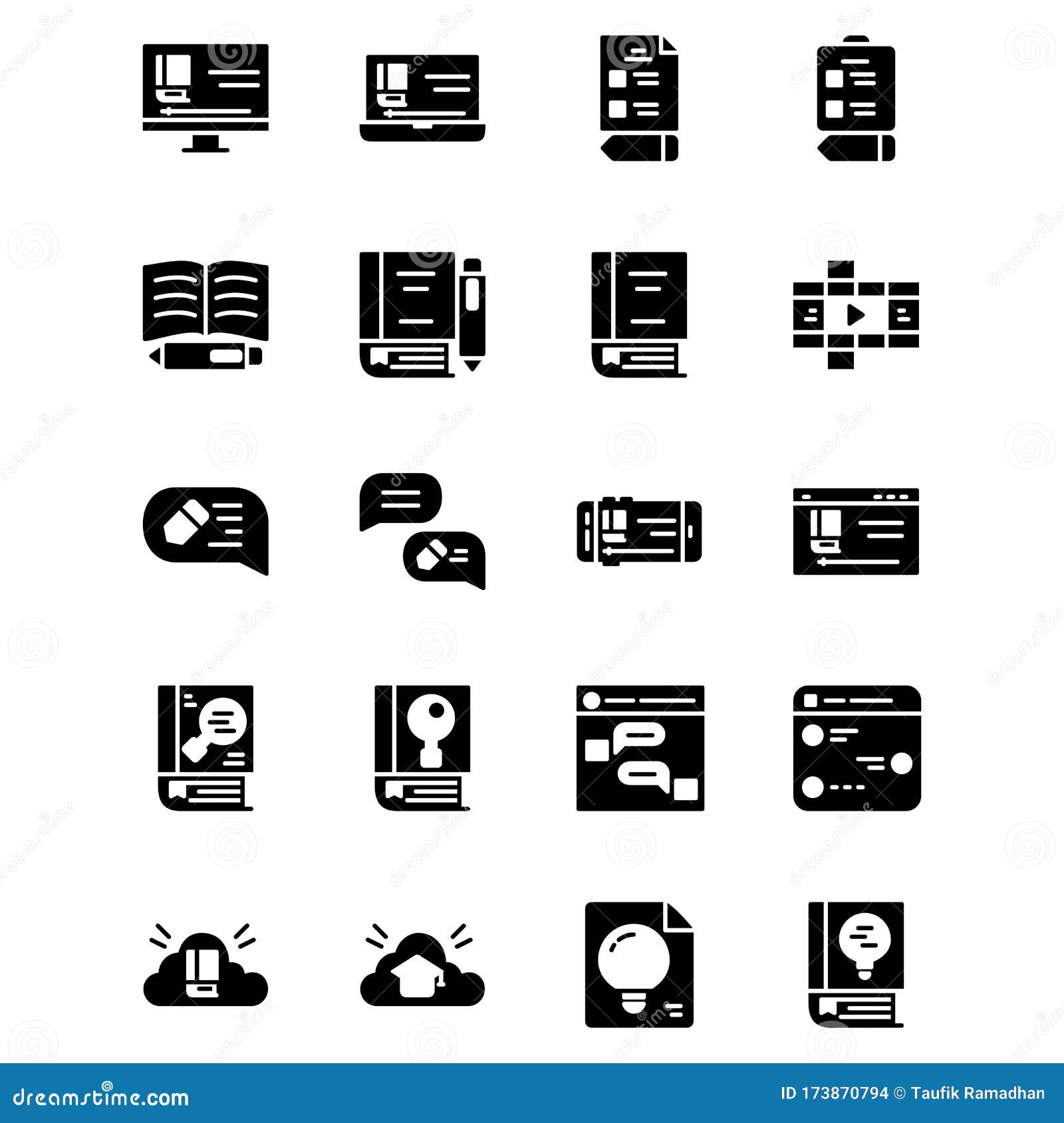 Online Learning and Course Icon Set Design Part 1. Perfect for ...