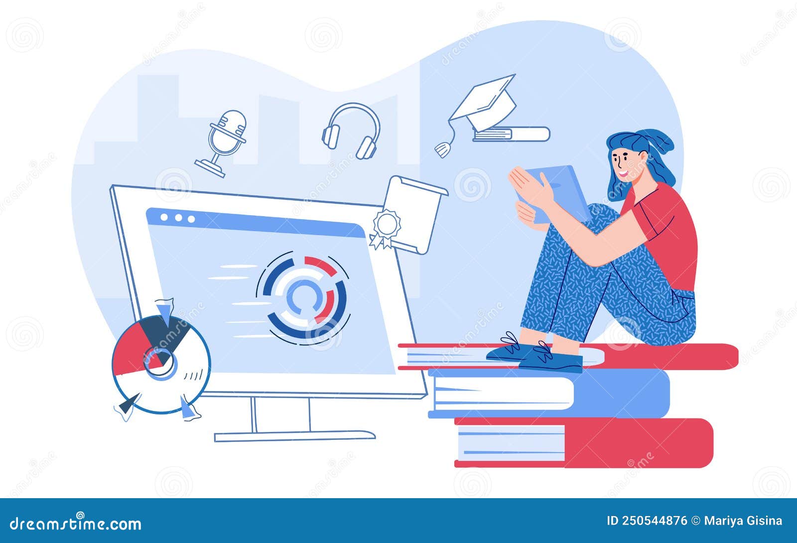 Online Learning Courses and E-education, Distance Learning Concept ...