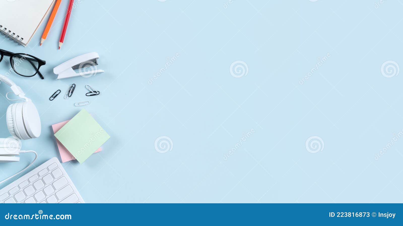 Online Learning Design Concept. Top View of Student Table with Computer ...