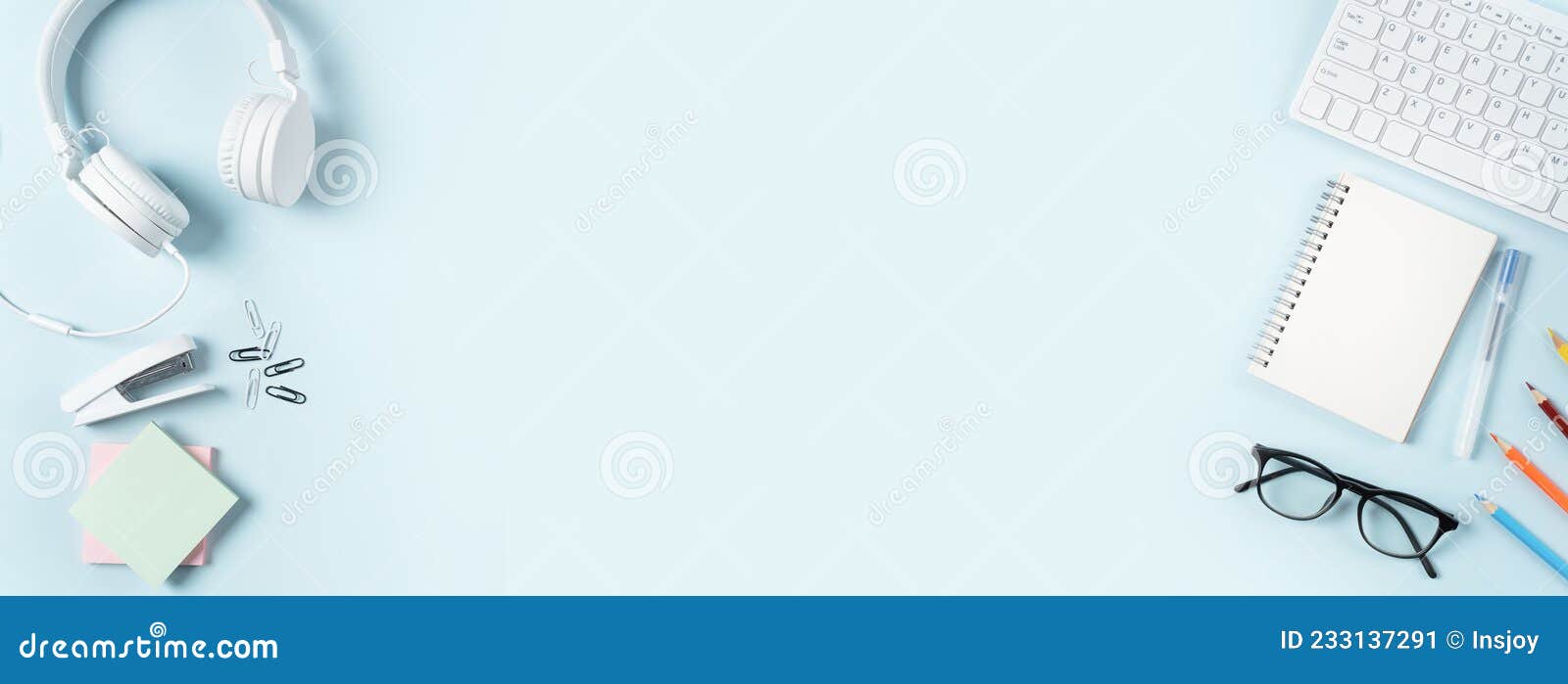 Online Learning Design Concept. Top View of Student Table with Computer ...