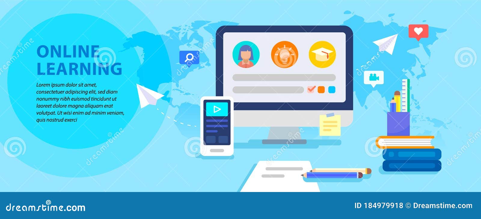 Online Learning Education Banner Concept Vector Stock Vector ...