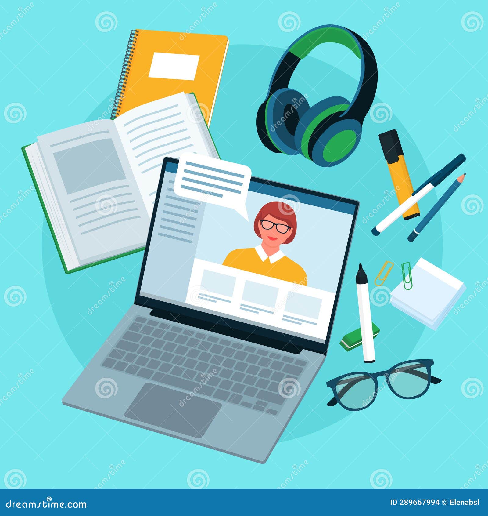 Online Learning and Education Concept Stock Illustration - Illustration ...