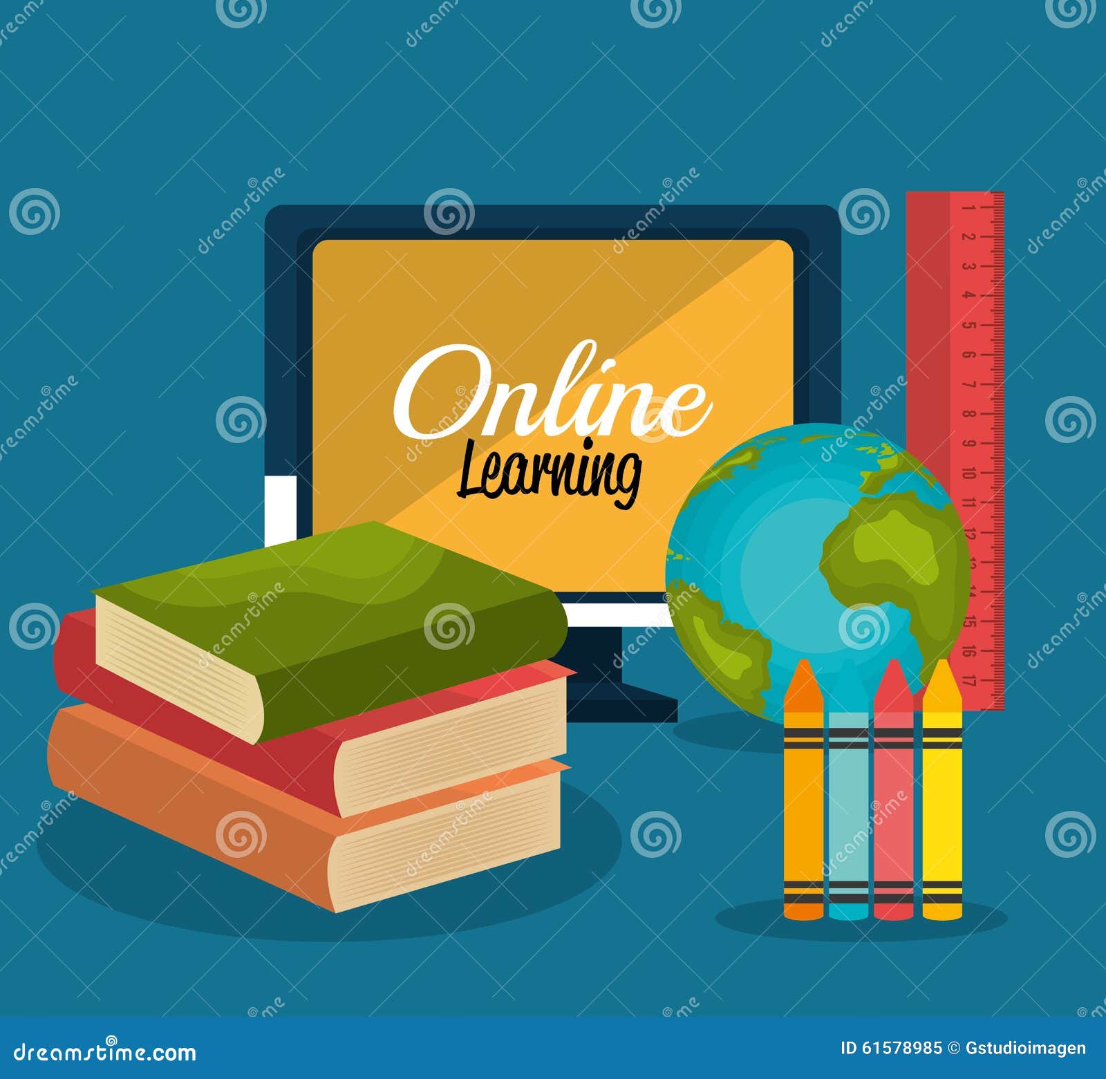 Online Learning Education Graphic Stock Vector - Illustration of books ...