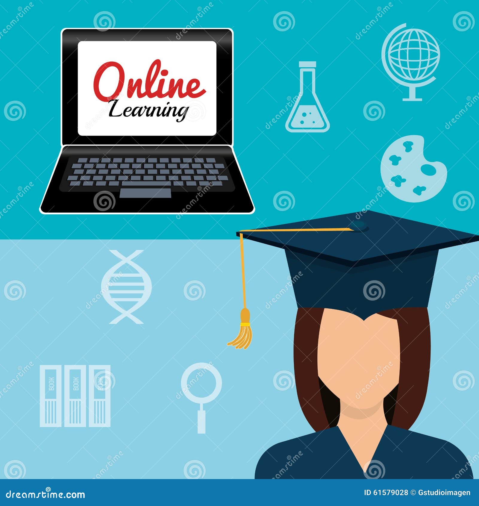 Online Learning Education Graphic Stock Vector - Illustration of ...