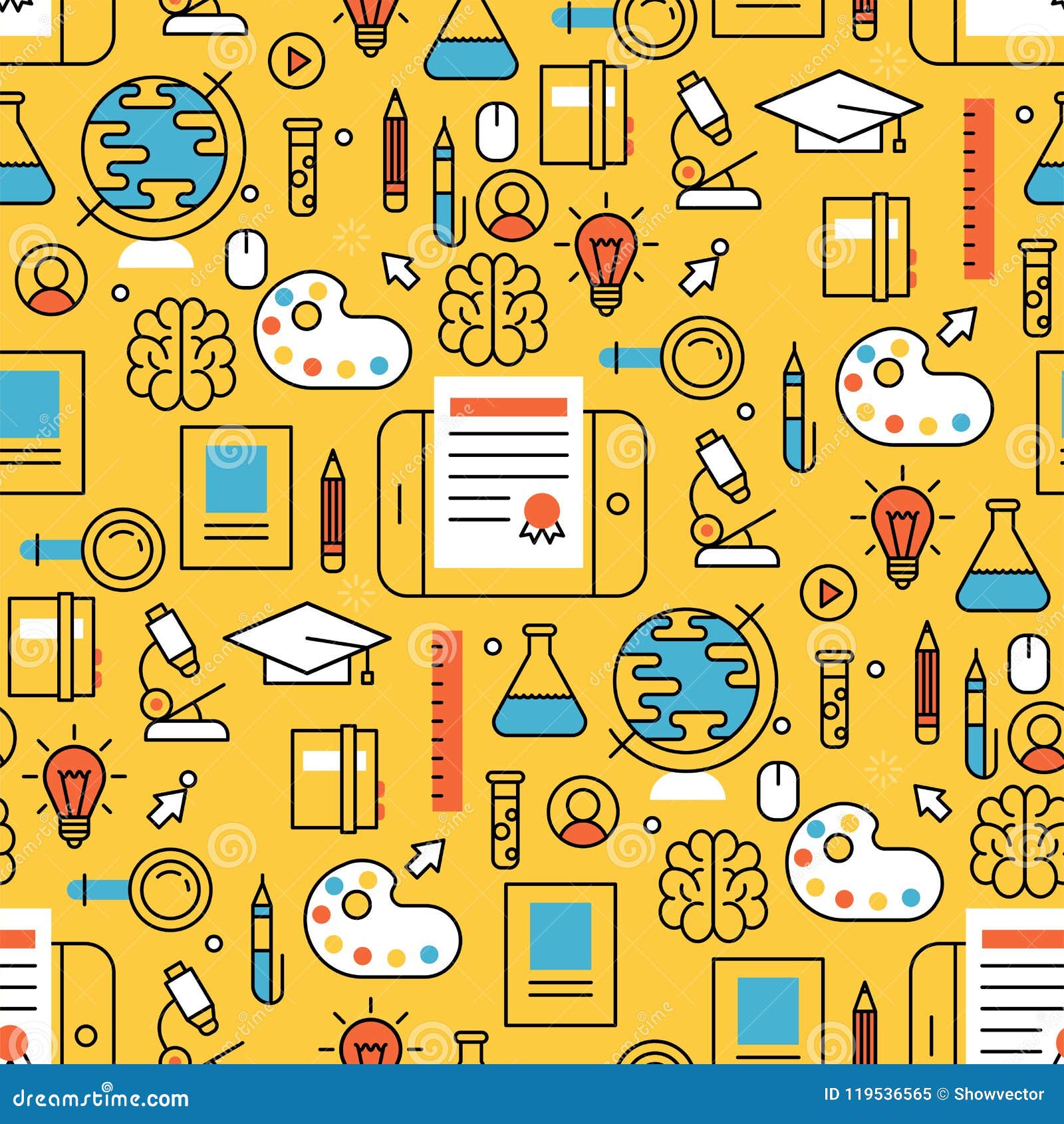 Online Learning Flat Design Distant Education Seamless Pattern Background Training Store ...