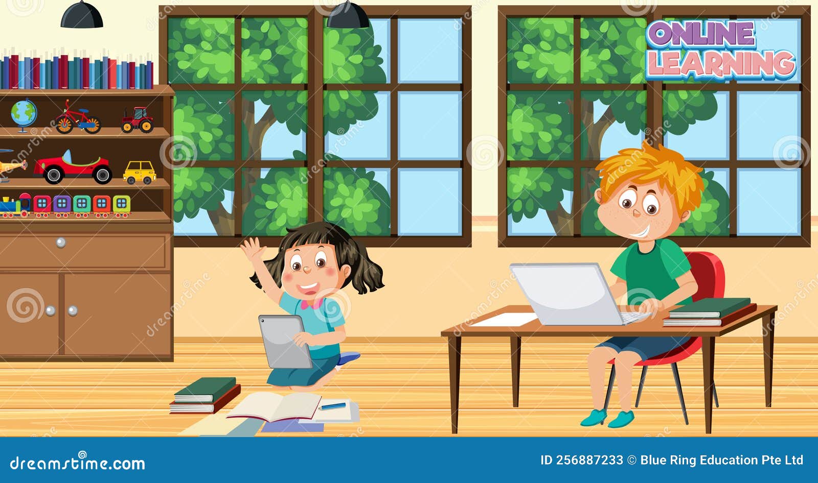 Online learning at home stock vector. Illustration of engineering ...