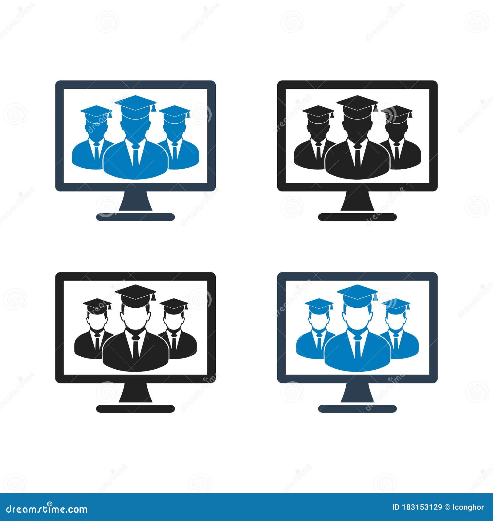Online Learning Icon Set. stock vector. Illustration of class - 183153129