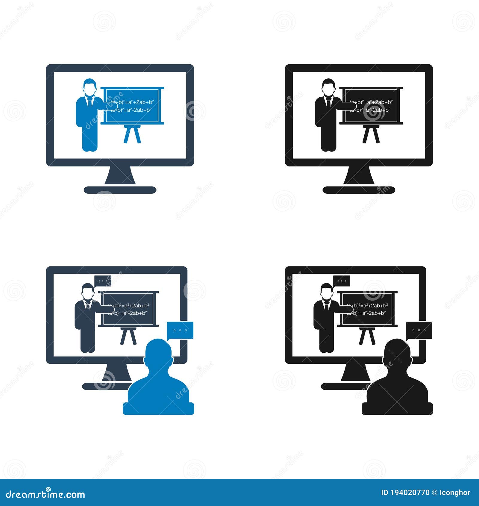 Online Learning Icon Set. stock vector. Illustration of chatting ...