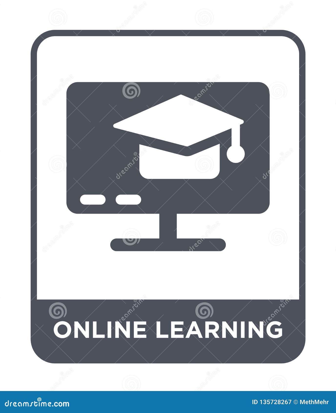 Online Learning Icon in Trendy Design Style. Online Learning Icon ...