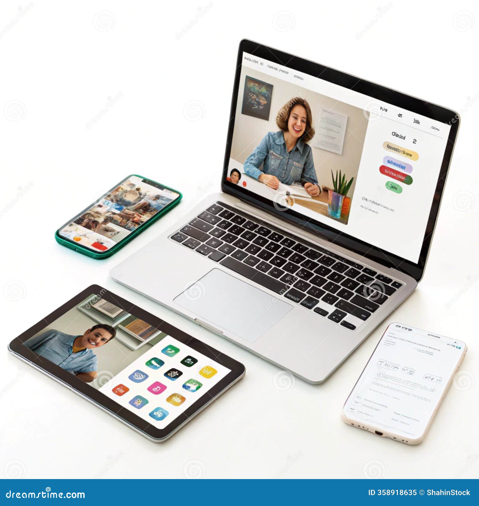 Online Learning on White Background Stock Illustration - Illustration ...