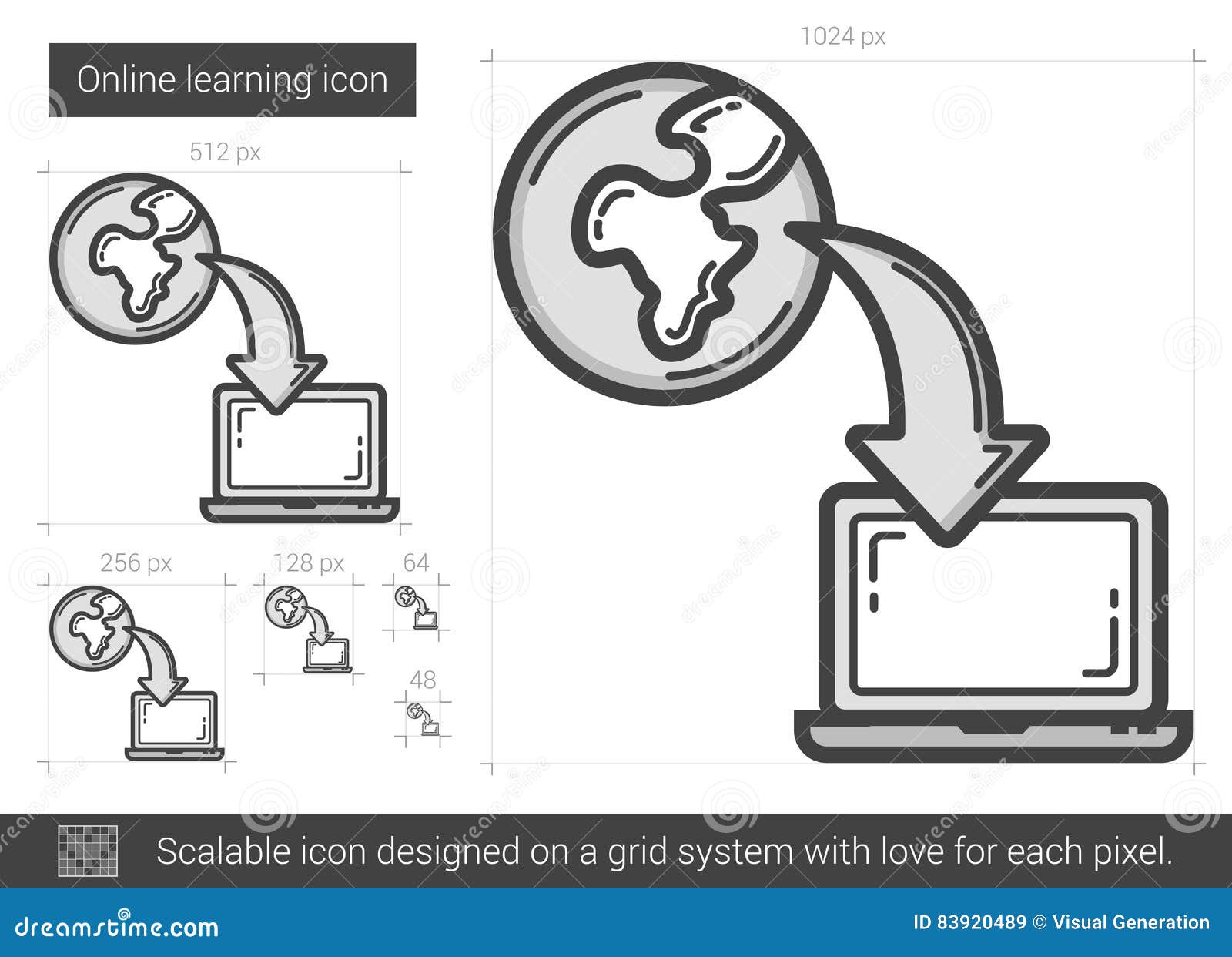 Online learning line icon. stock vector. Illustration of connect - 83920489