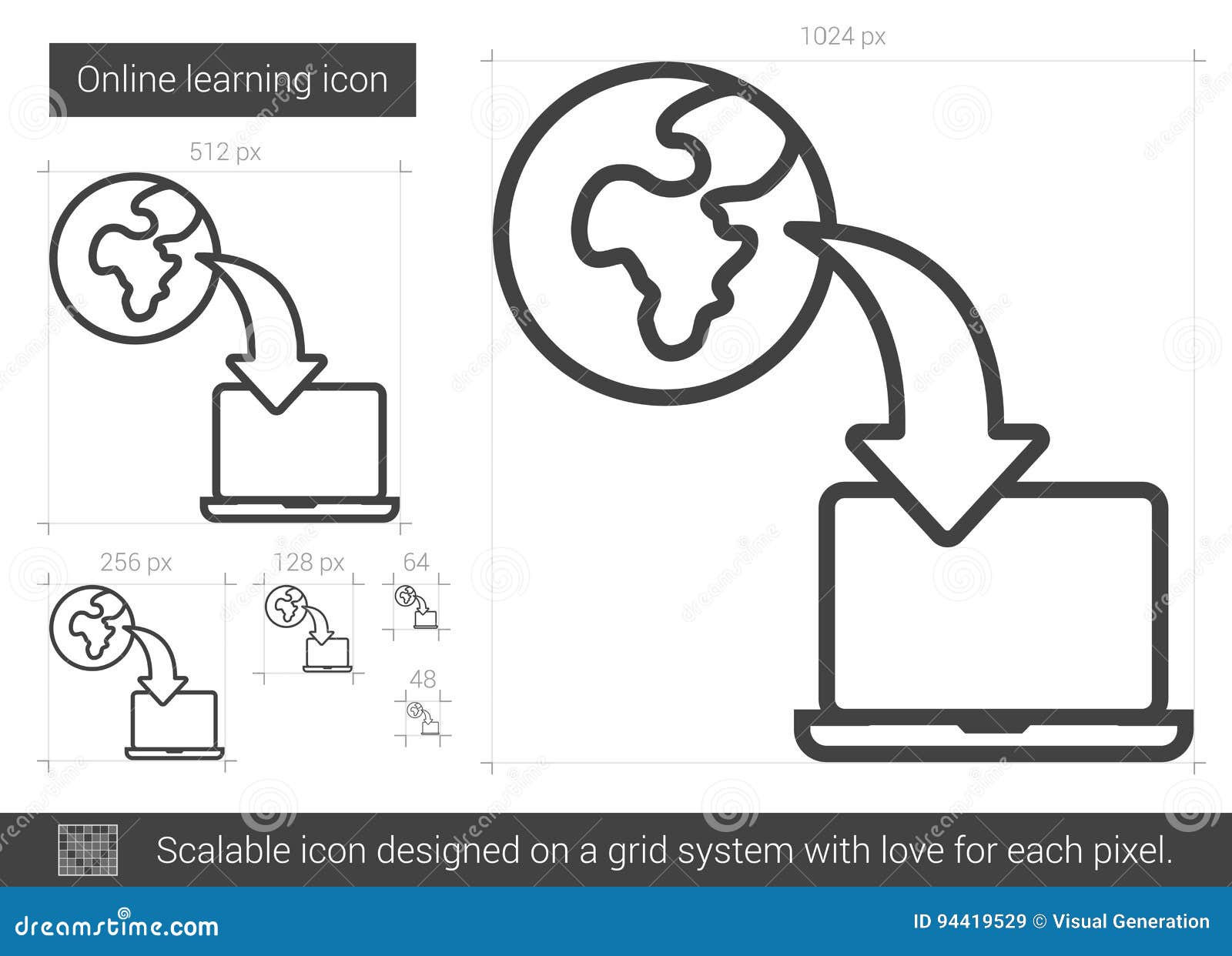 Online learning line icon. stock vector. Illustration of isolated ...