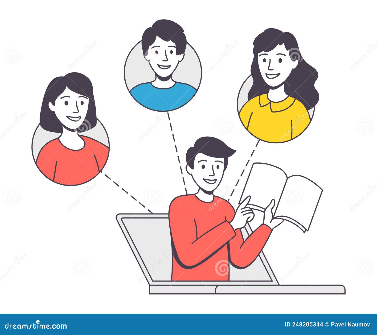 Online Learning with Man and Woman Student and Instructor Engaged in ...