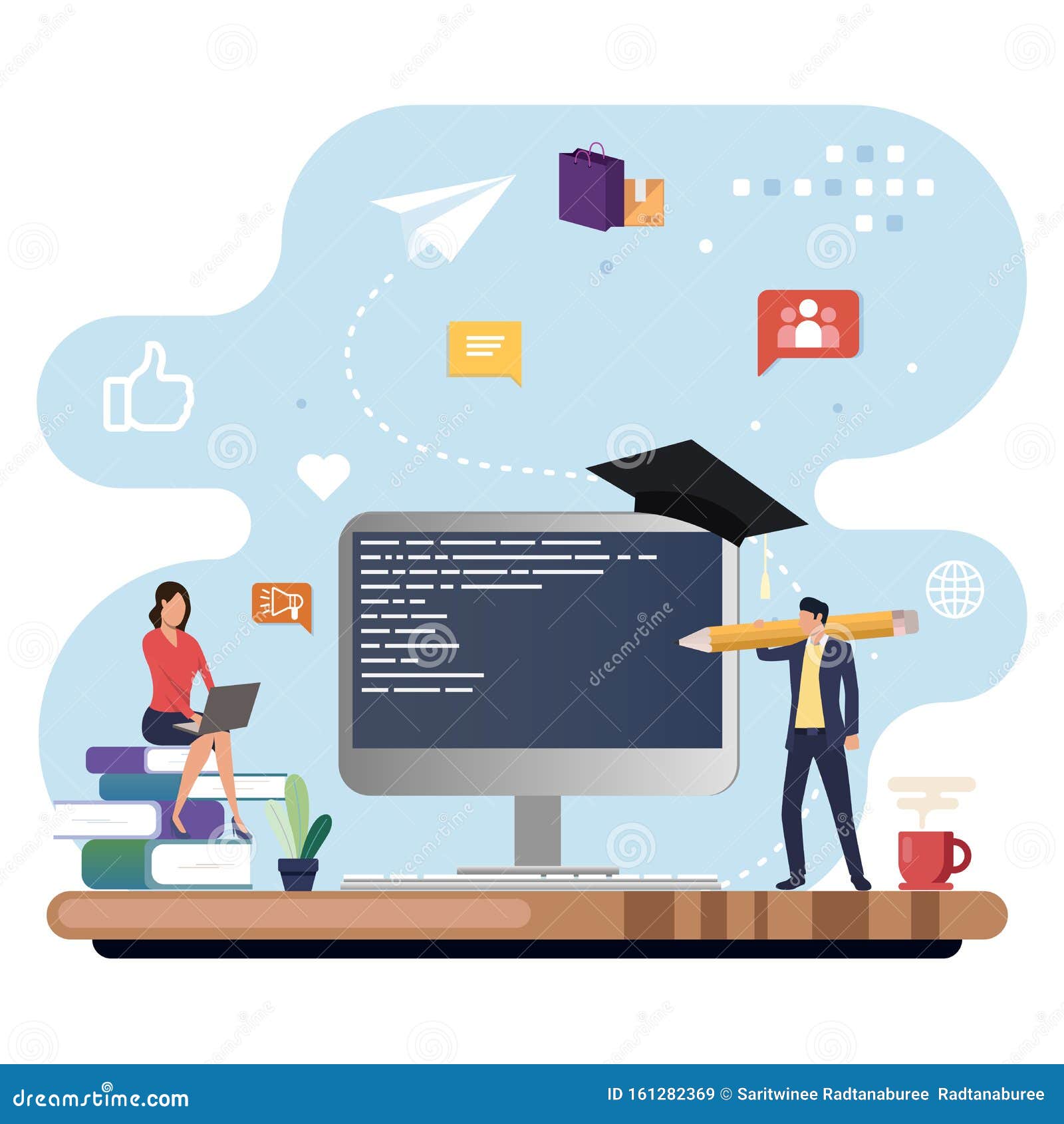 Online Learning Market Teaching Vector Stock Illustration ...