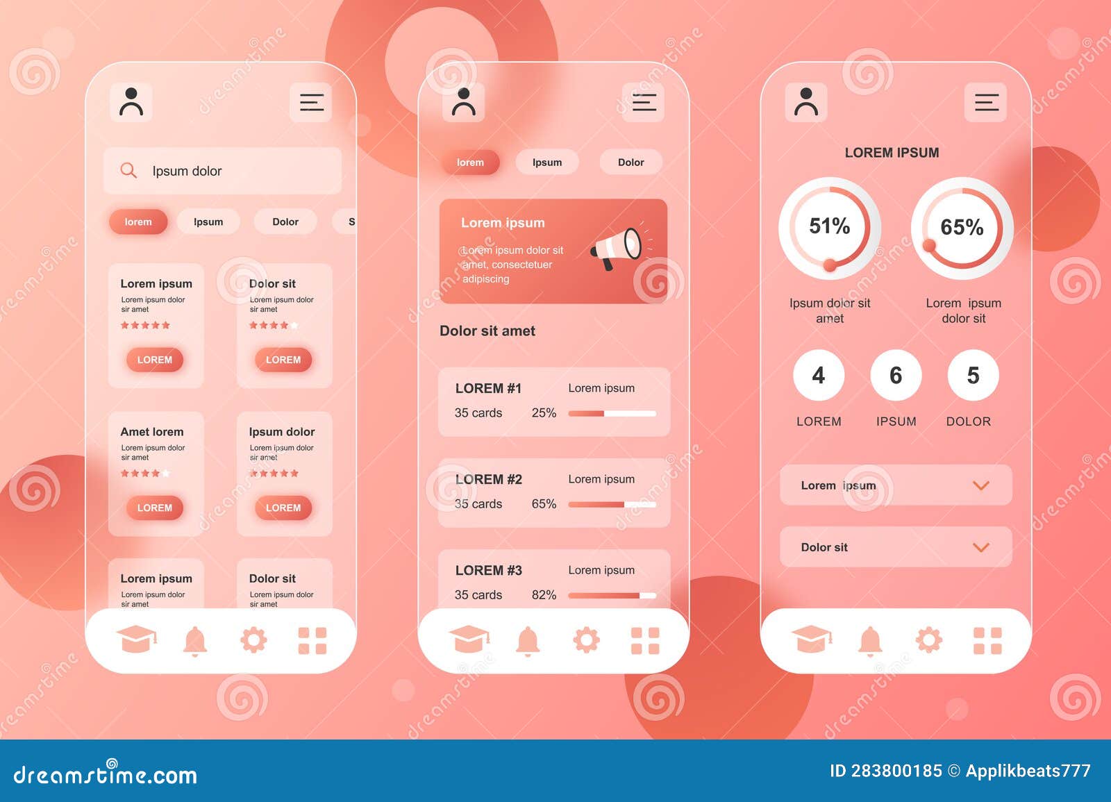 Online Learning Neumorphic Elements Kit for Mobile App. Courses List ...