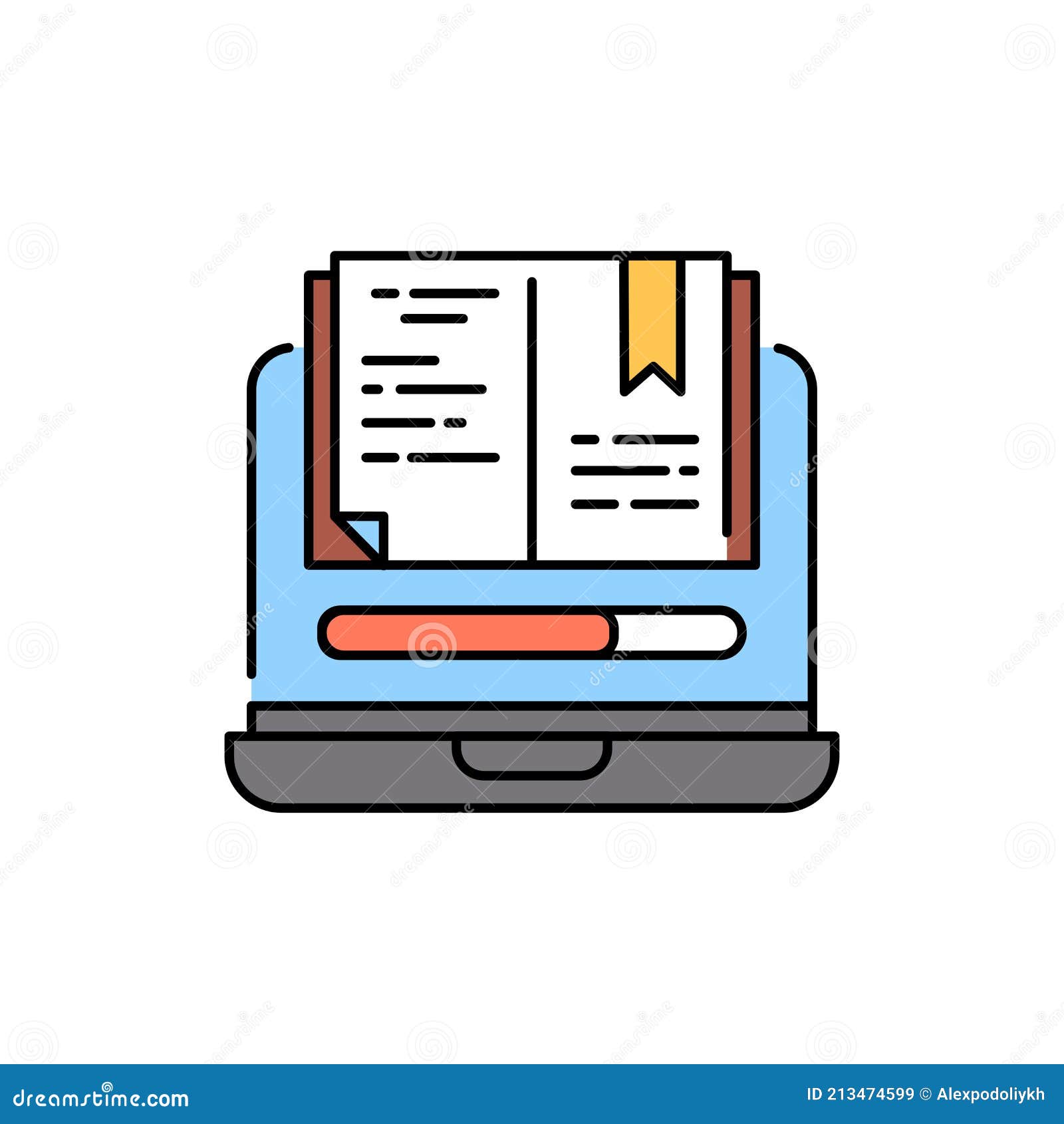Online Learning Olor Line Icon Pictogram For Web Page Mobile App