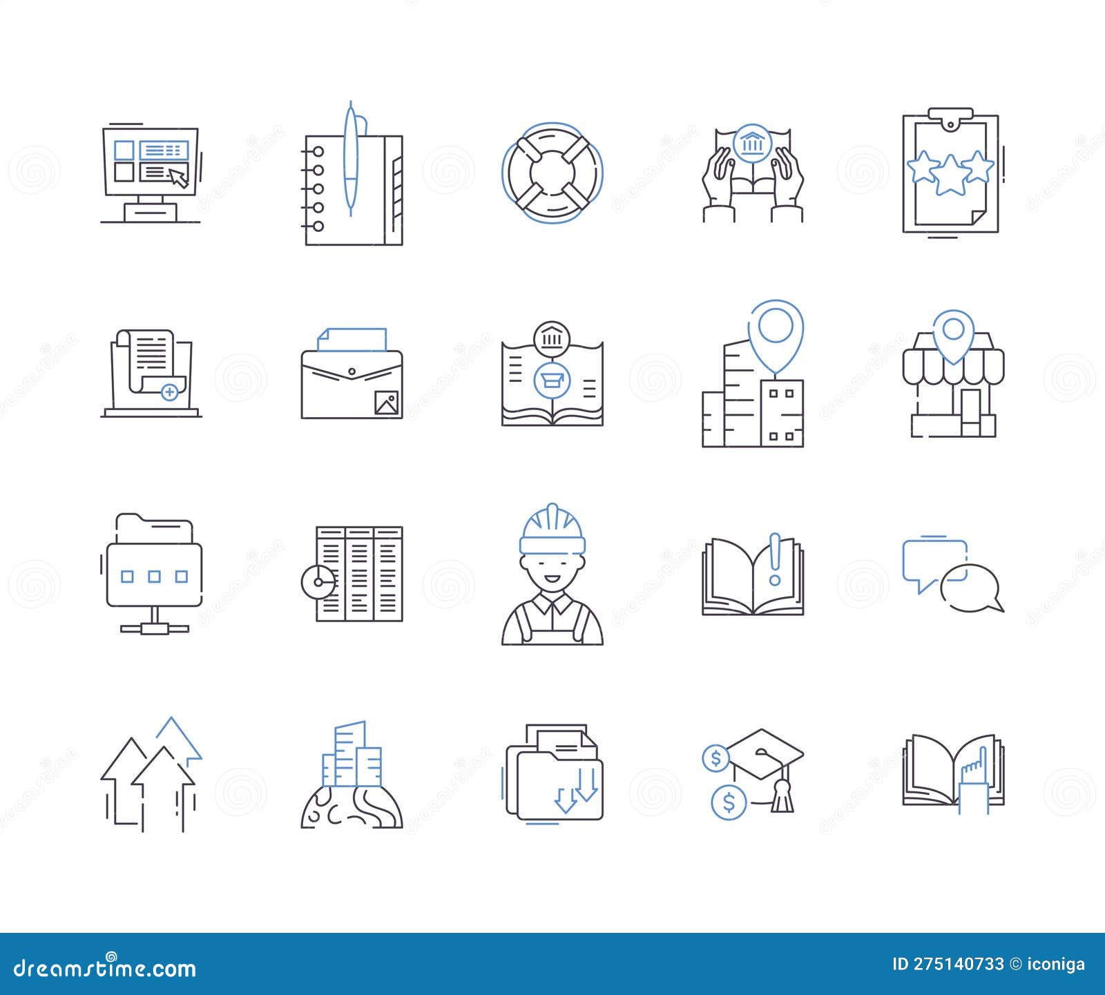 Online Learning Outline Icons Collection. E-learning, Virtual ...
