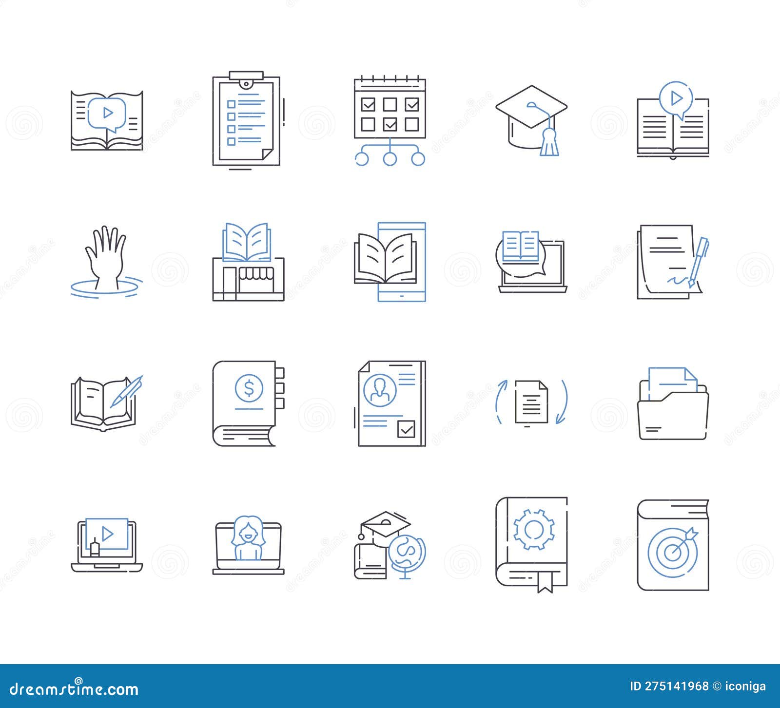 Online Learning Outline Icons Collection. E-learning, Virtual ...