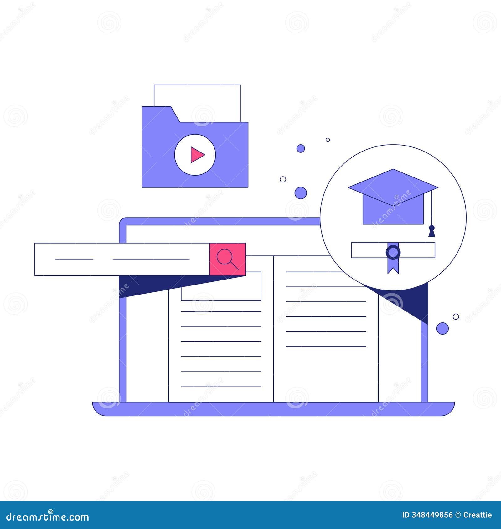 Online Learning Platform with Laptop and Graduation Icon in Flat Vector ...