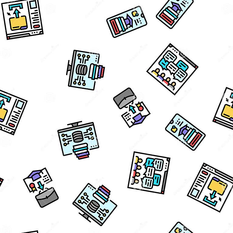 Online Learning Platform Web Seamless Pattern Vector Stock Illustration ...
