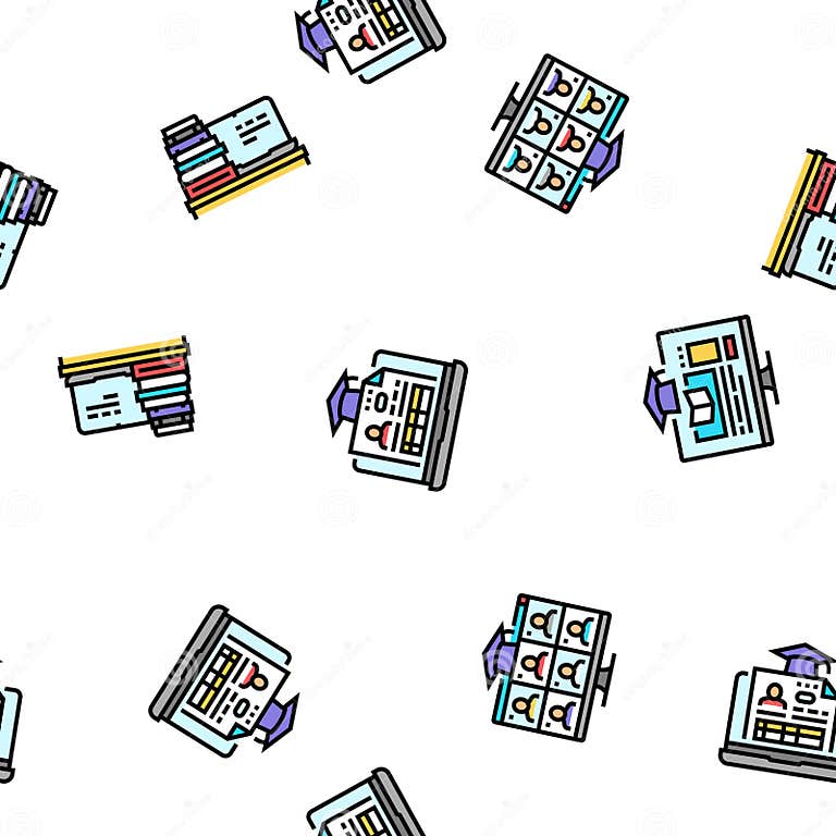 Online Learning Platform Web Seamless Pattern Vector Stock Illustration ...