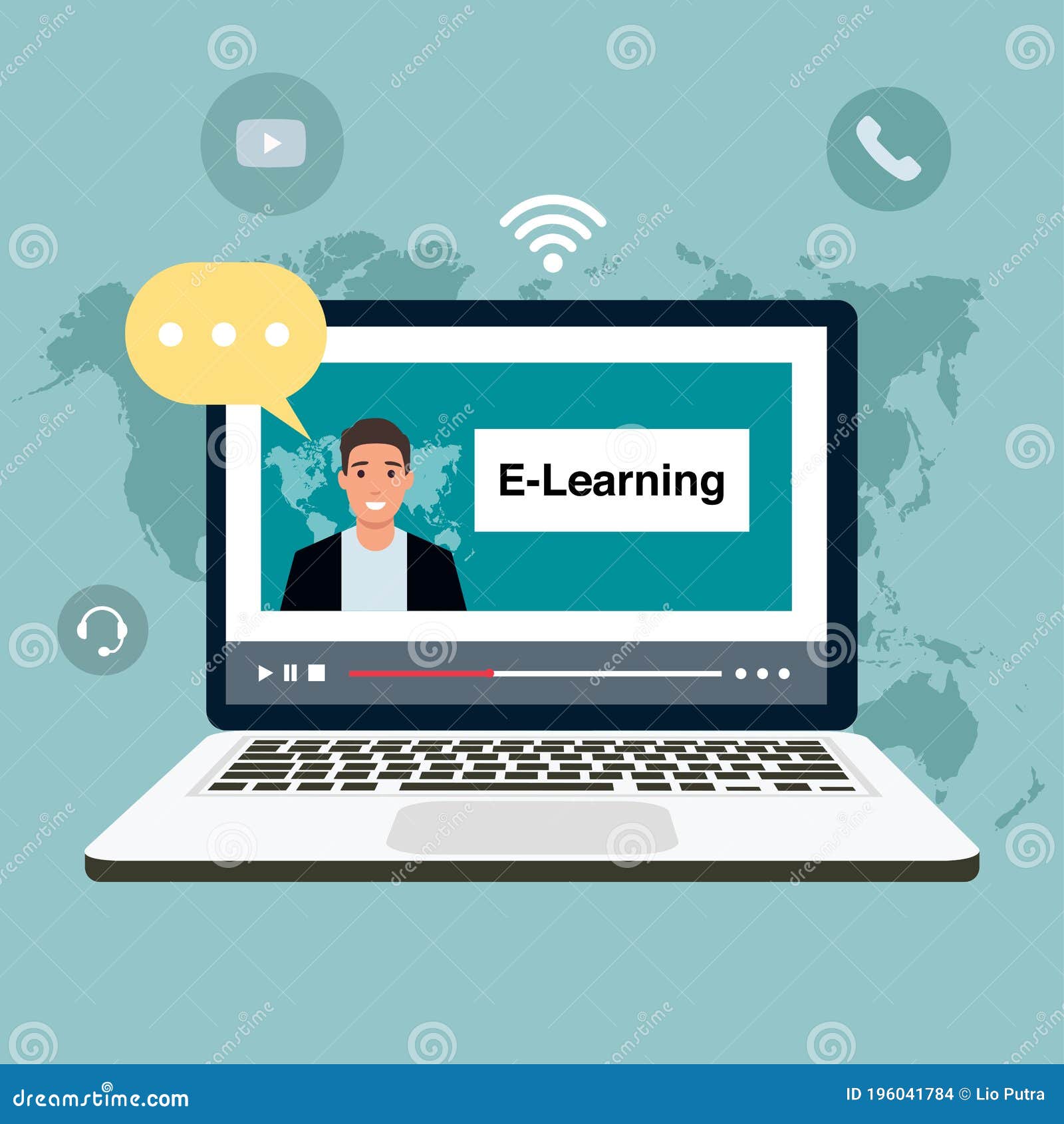 Online Learning Program, Study from Home Vector Illustration Stock ...