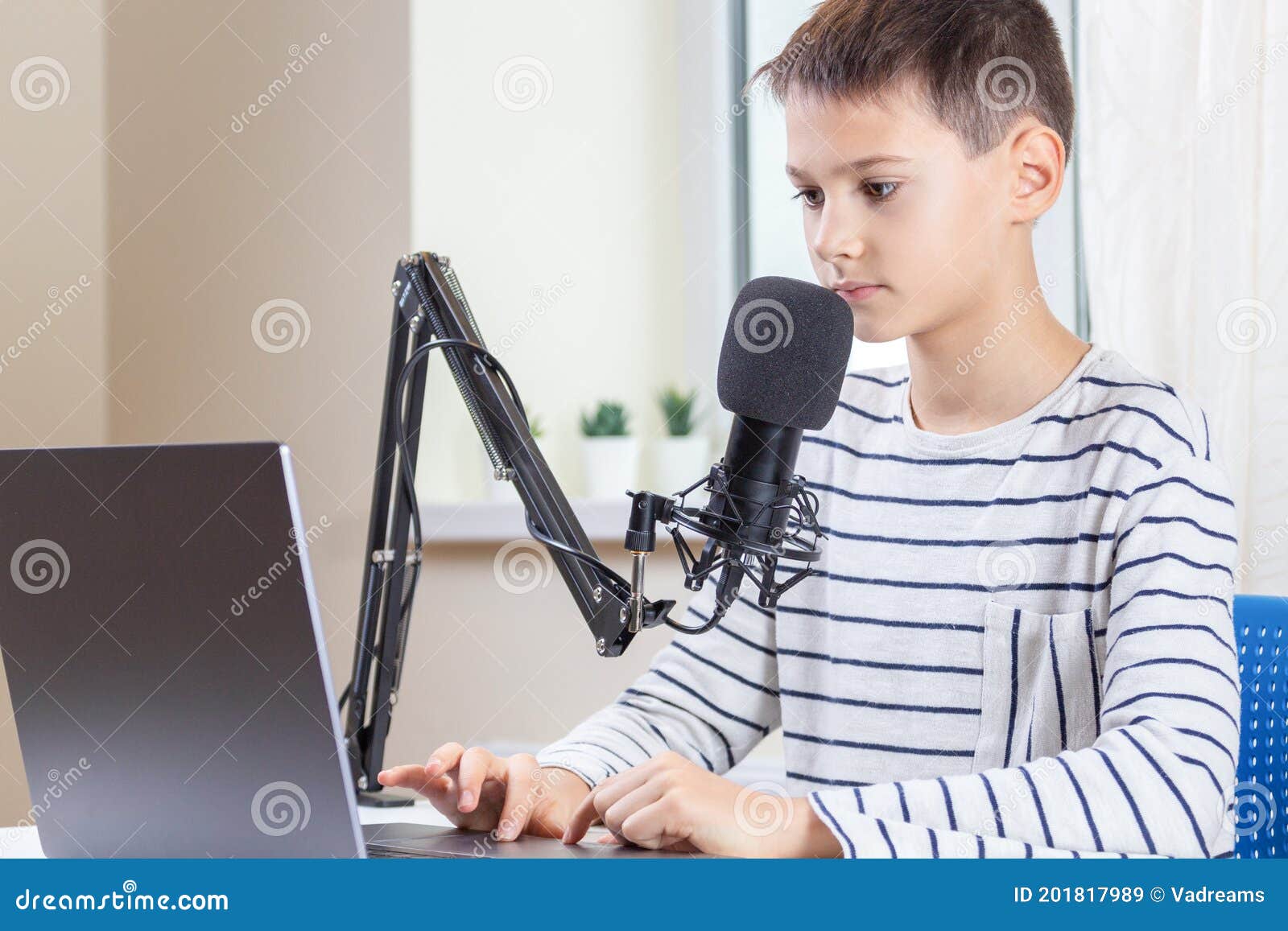 Online Learning, Remote Education, Technology. Kid Wearing Headphones ...
