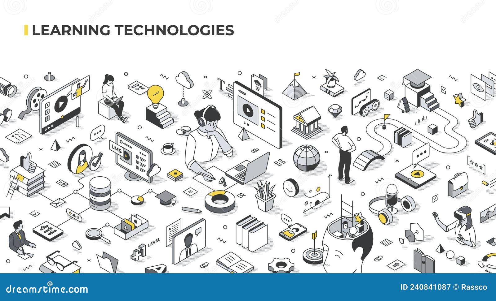 Online Learning Technologies Isometric Illustration Stock Vector ...